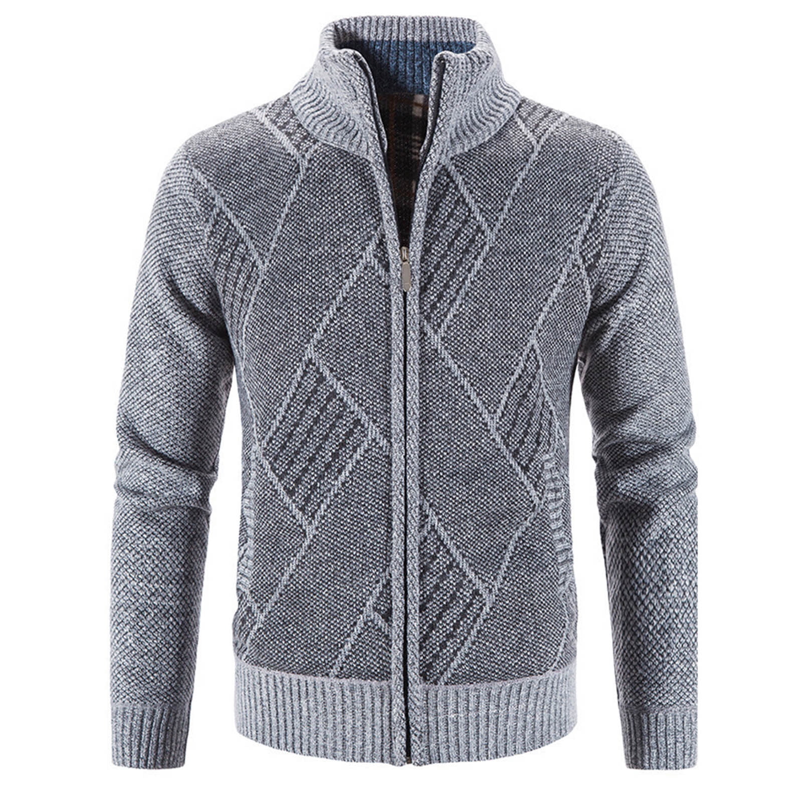 Chiccall Mens Cardigan Sweaters Casual Full Zip Stand Collar Knitted ...