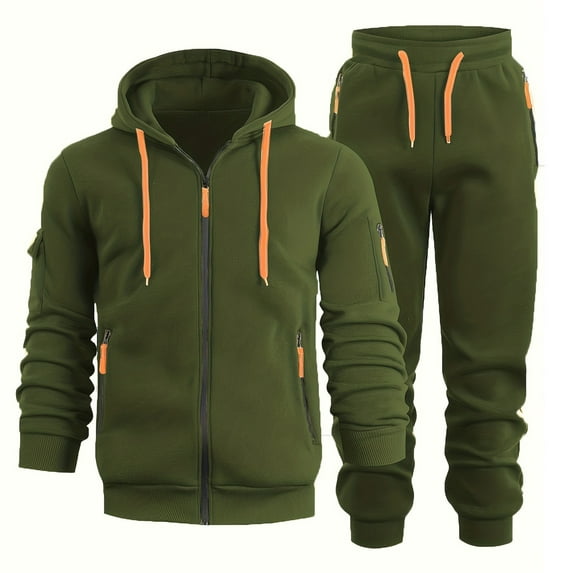 Chiccall Mens Casual Fleece Tracksuit Set with 4 Zipper Pockets 2 ...