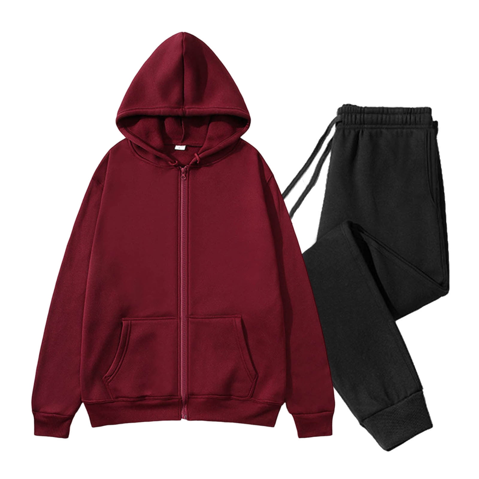 Chiccall Mens Casual Sweatsuit 2 Piece Loose Fleece Lined Track Suit ...