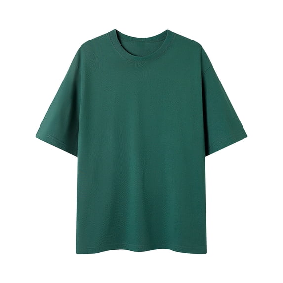 Chiccall Mens Cotton Tees Plus Size Breathable Solid Crew Short Sleeve ...