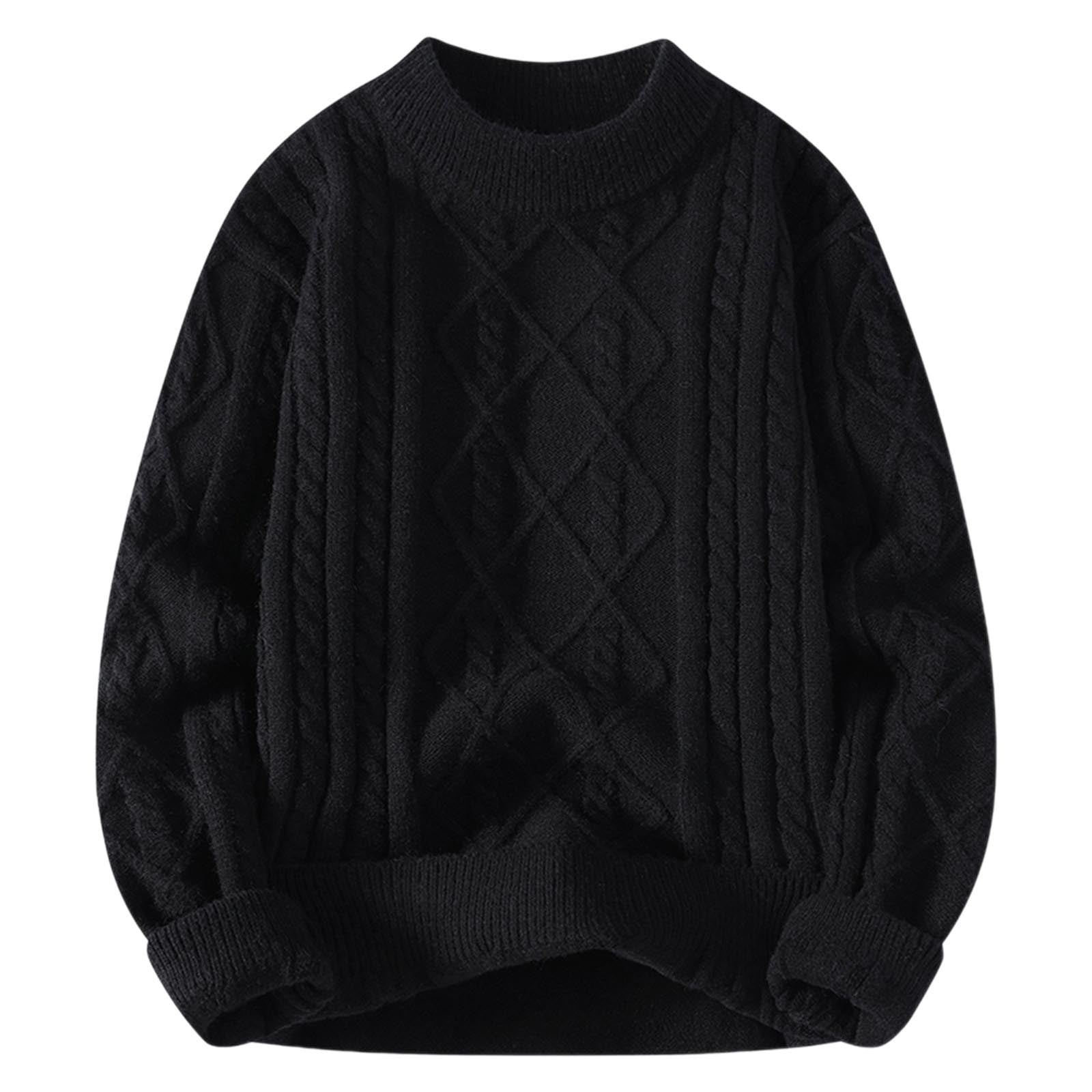 Chiccall Mens Crew Neck Sweaters Casual Loose Pullover Sweater Solid ...