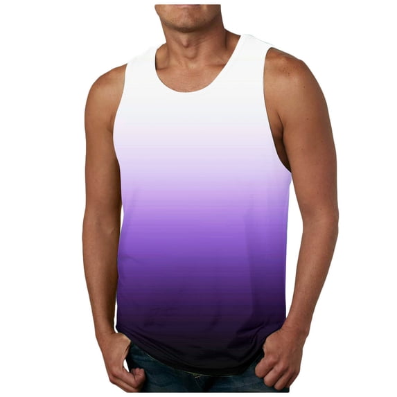Chiccall Mens Crew Neck Tank Top Plus Size Lightweight Gradient Muscle ...