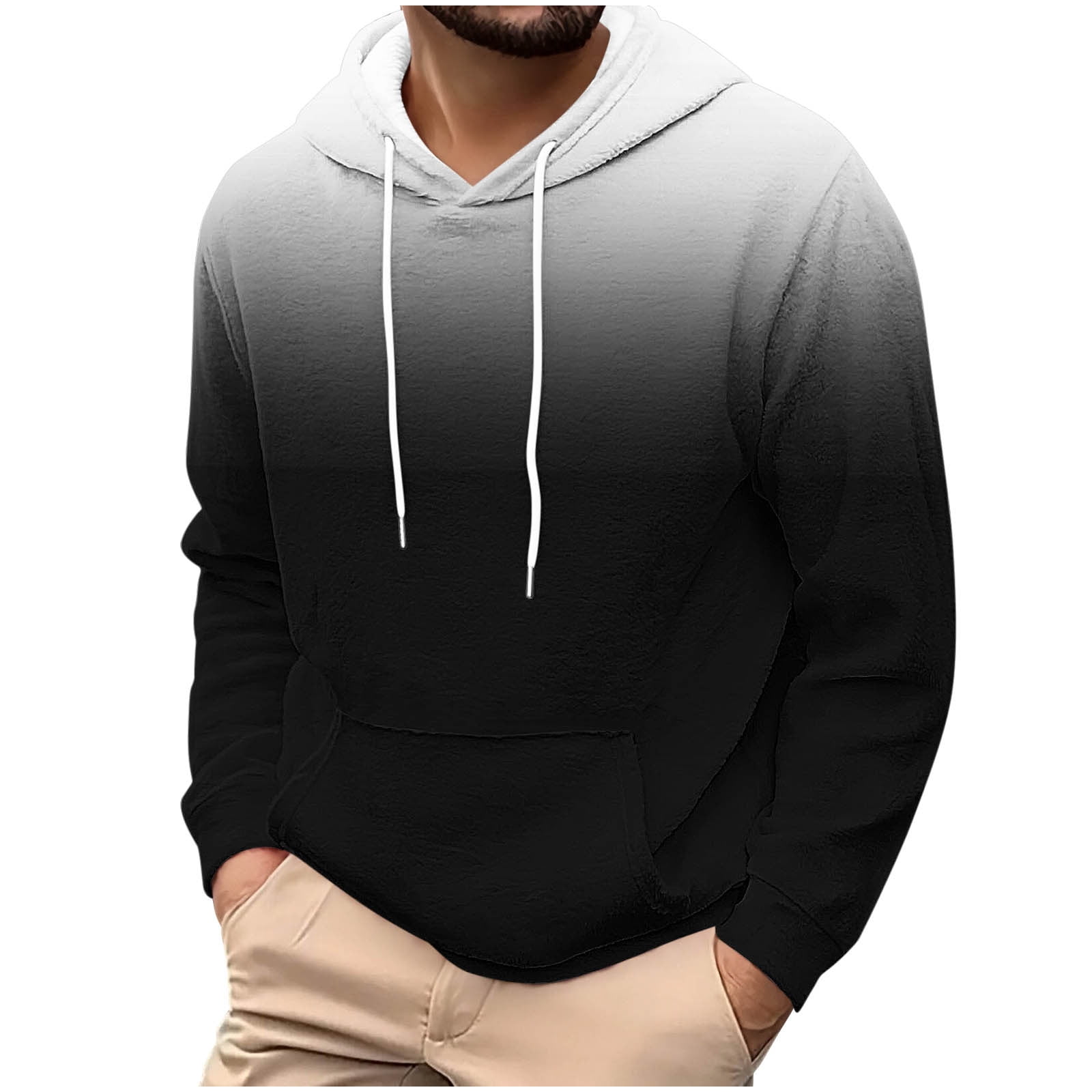 Chiccall Mens Gradient Hoodies Fleece Lined Comfy Drawstring Hooded ...