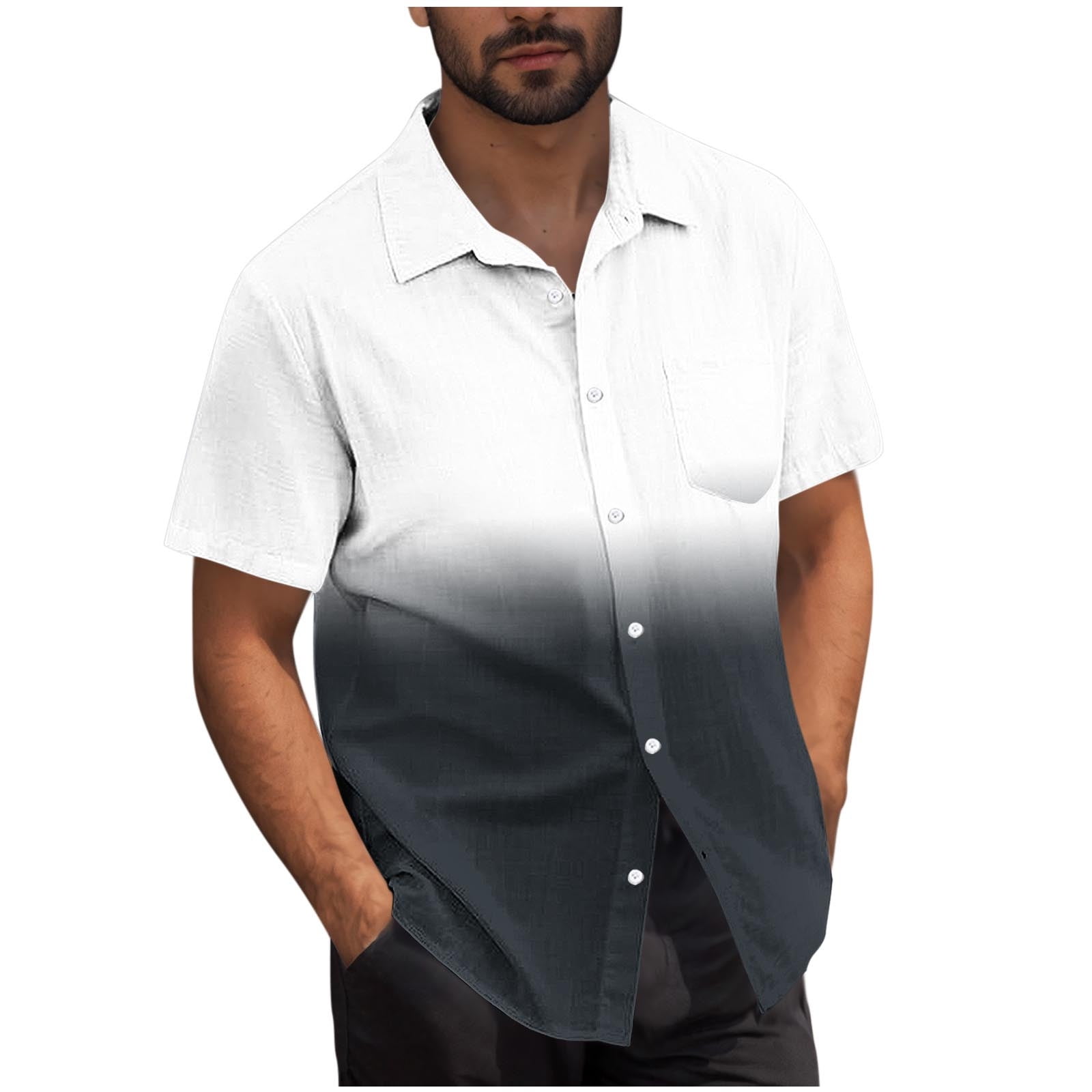 Chiccall Mens Plus Size Gradient Shirts 2025 Fashion Button Down Short ...