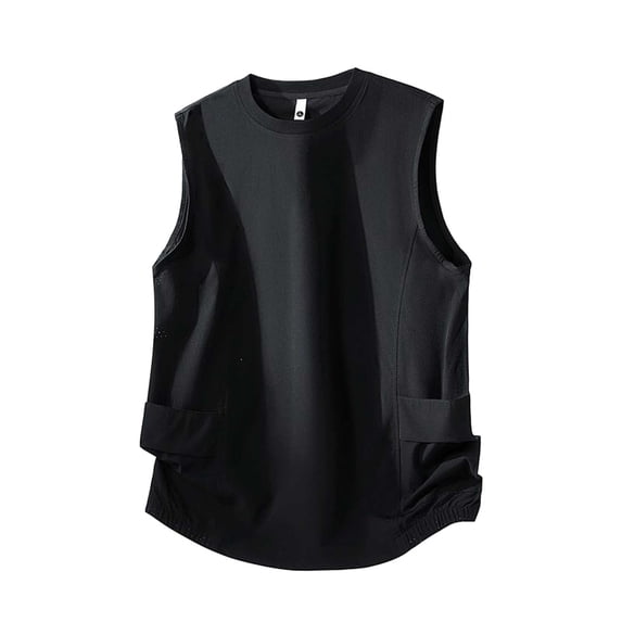 Chiccall Mens Plus Size Tank Top Solid Sleeveless Quick Dry Muscle ...