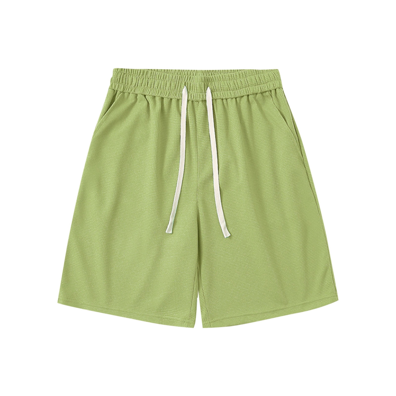 Chiccall Mens Shorts Drawstring Elastic Waist Solid Color Big Straight ...