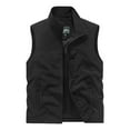 Chiccall Mens Stand Collar Vest Plus Size Cargo Photo Full Zip Solid ...