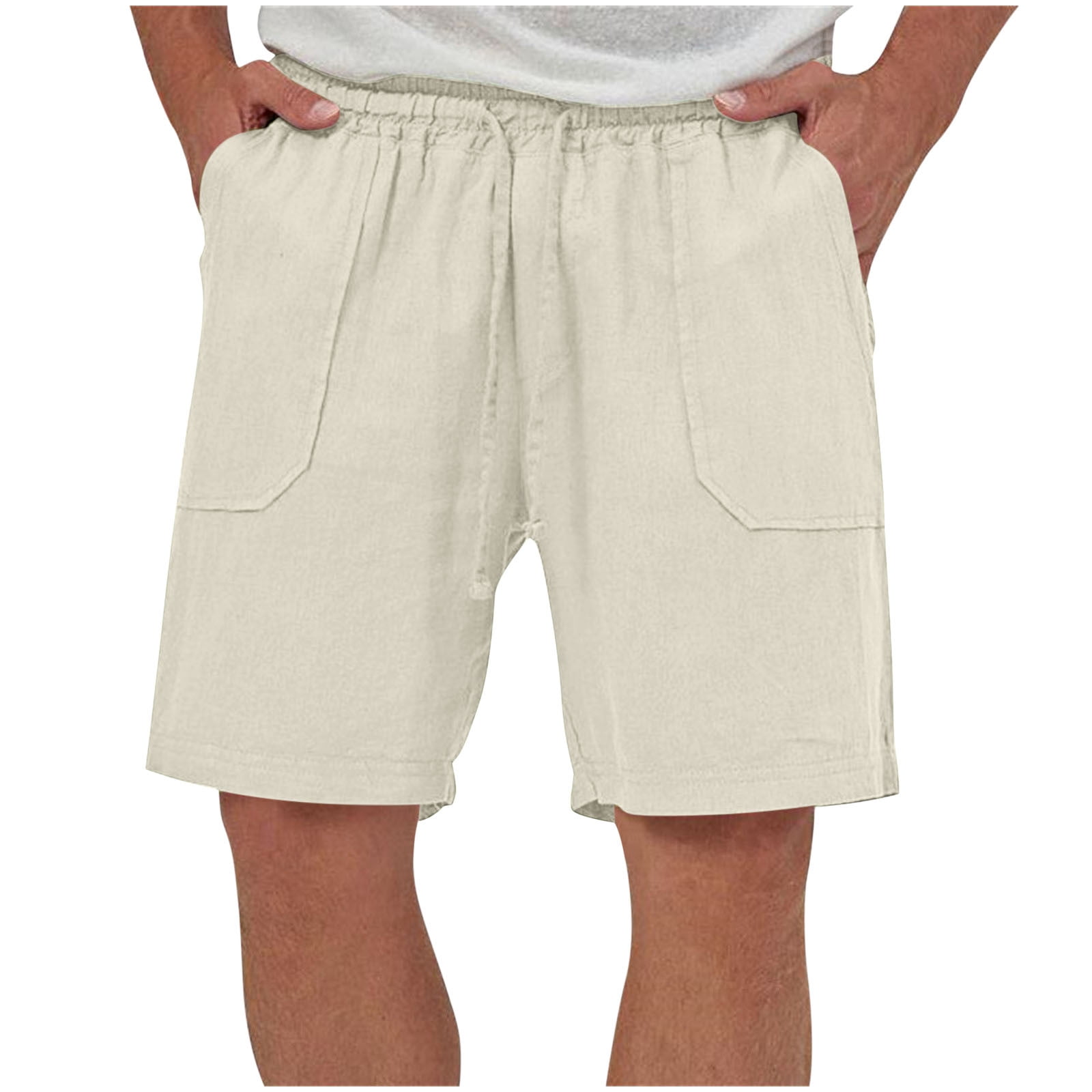 Chiccall Mens Summer Casual Cotton Linen Shorts Summer Lightweight ...