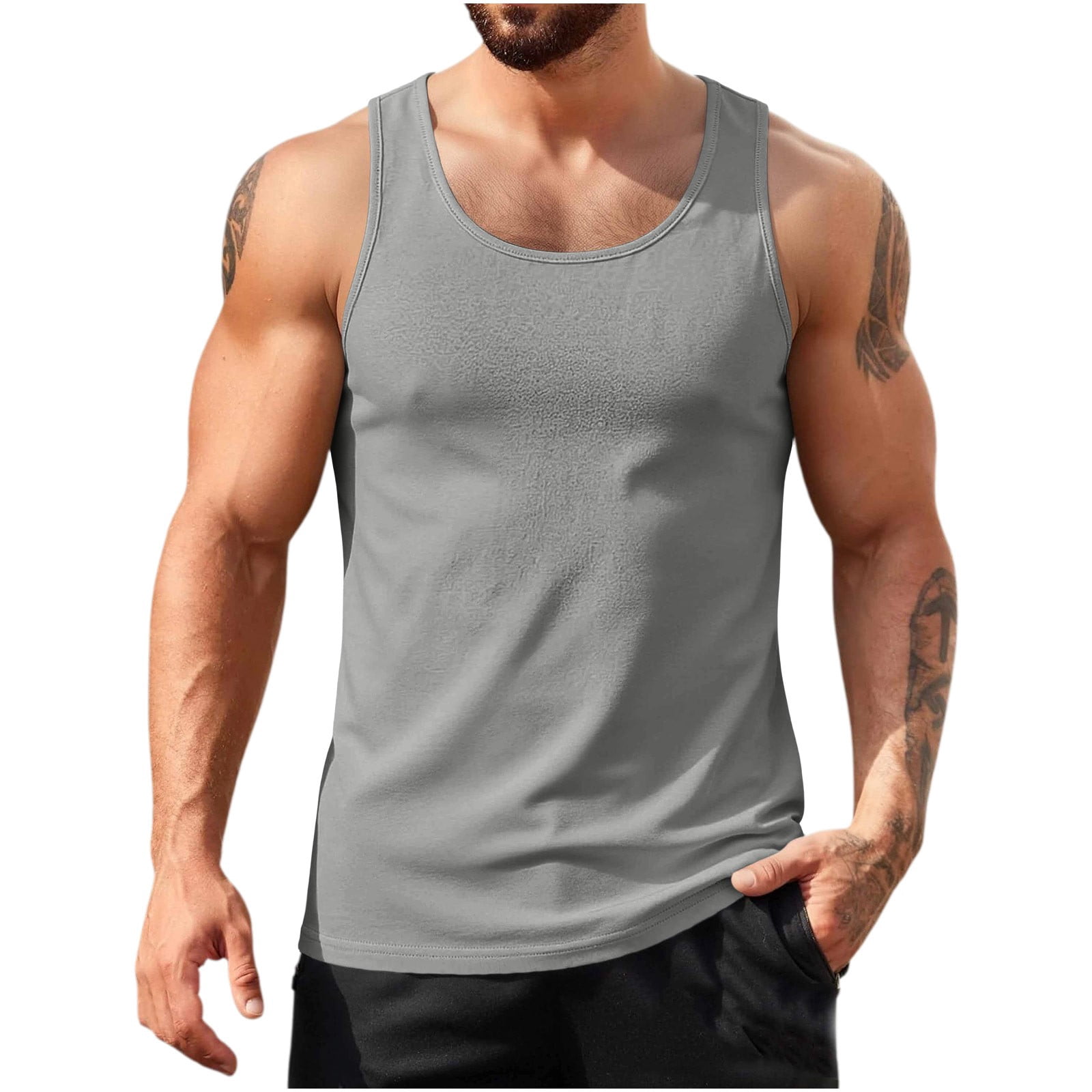 Chiccall Mens Summer Tank Top Breathable Wicking Lightweight Muscle ...