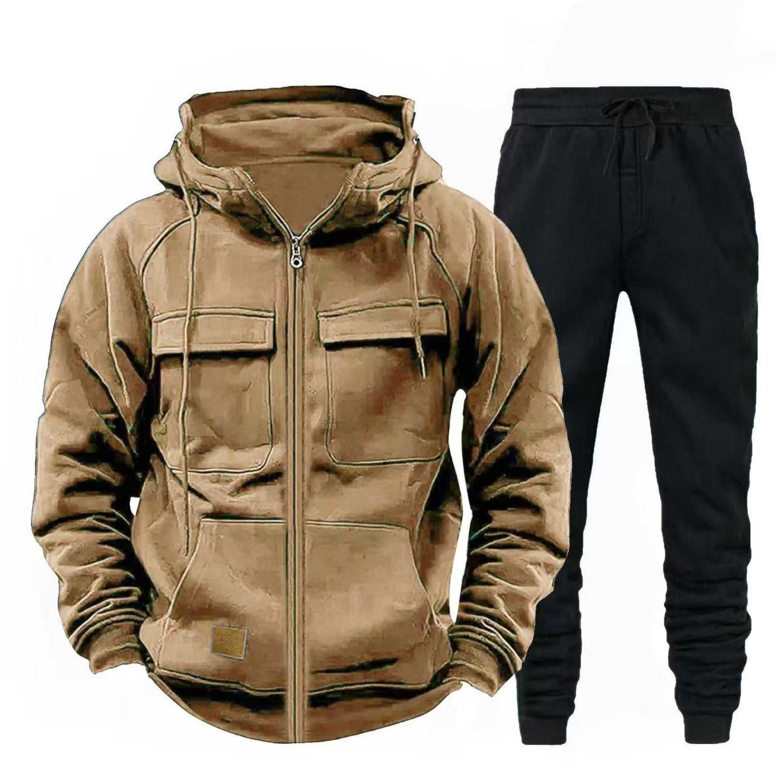 Chiccall Mens Sweatsuit 2 Piece Fleece Lined Track Suit Solid ...