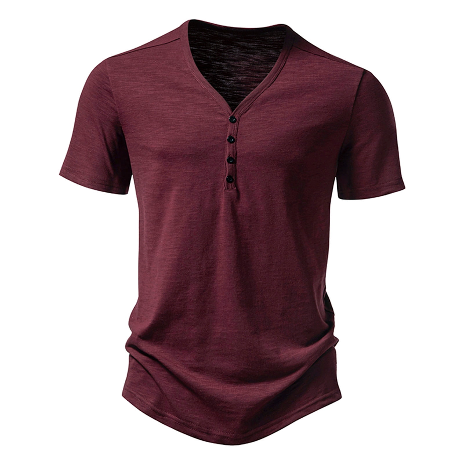 Chiccall Mens T Shirts Quarter Button Short Sleeve Tees Summer Casual ...