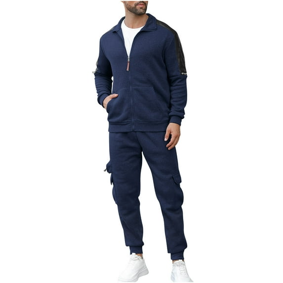 Chiccall Mens Tracksuit 2 Piece Comfy Full Zip Sweatshirts with Faux ...