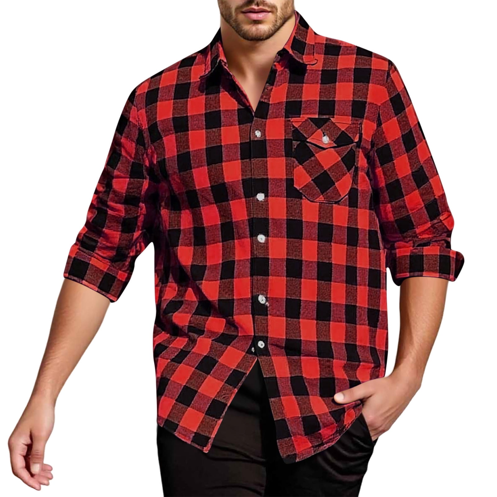 Chiccall Mens Vintage Flannel Shirts Classic Plaid Button Down Shirts ...