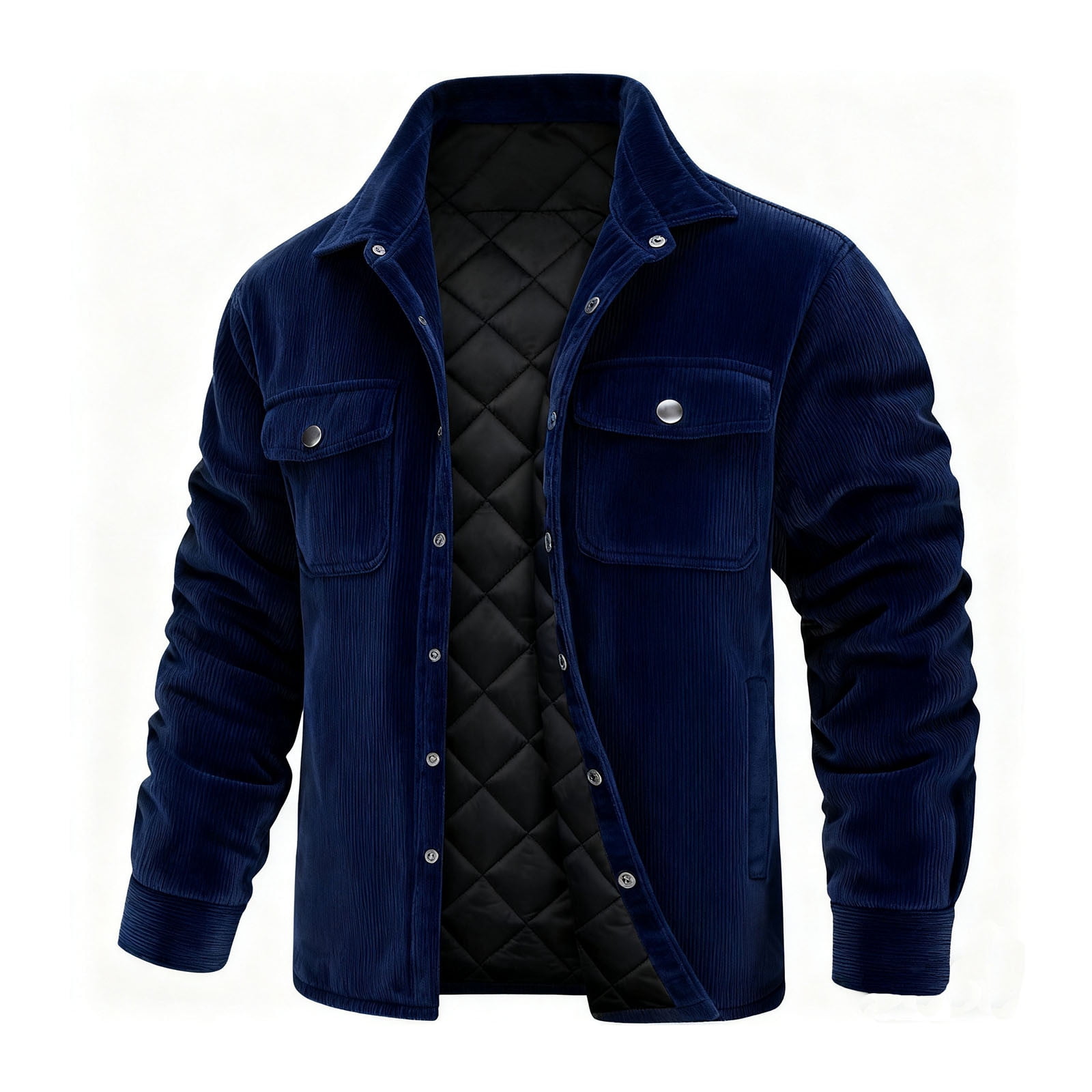 Chiccall Mens Winter Quilted Casual Corduroy Jacket Plus Size Vintage ...