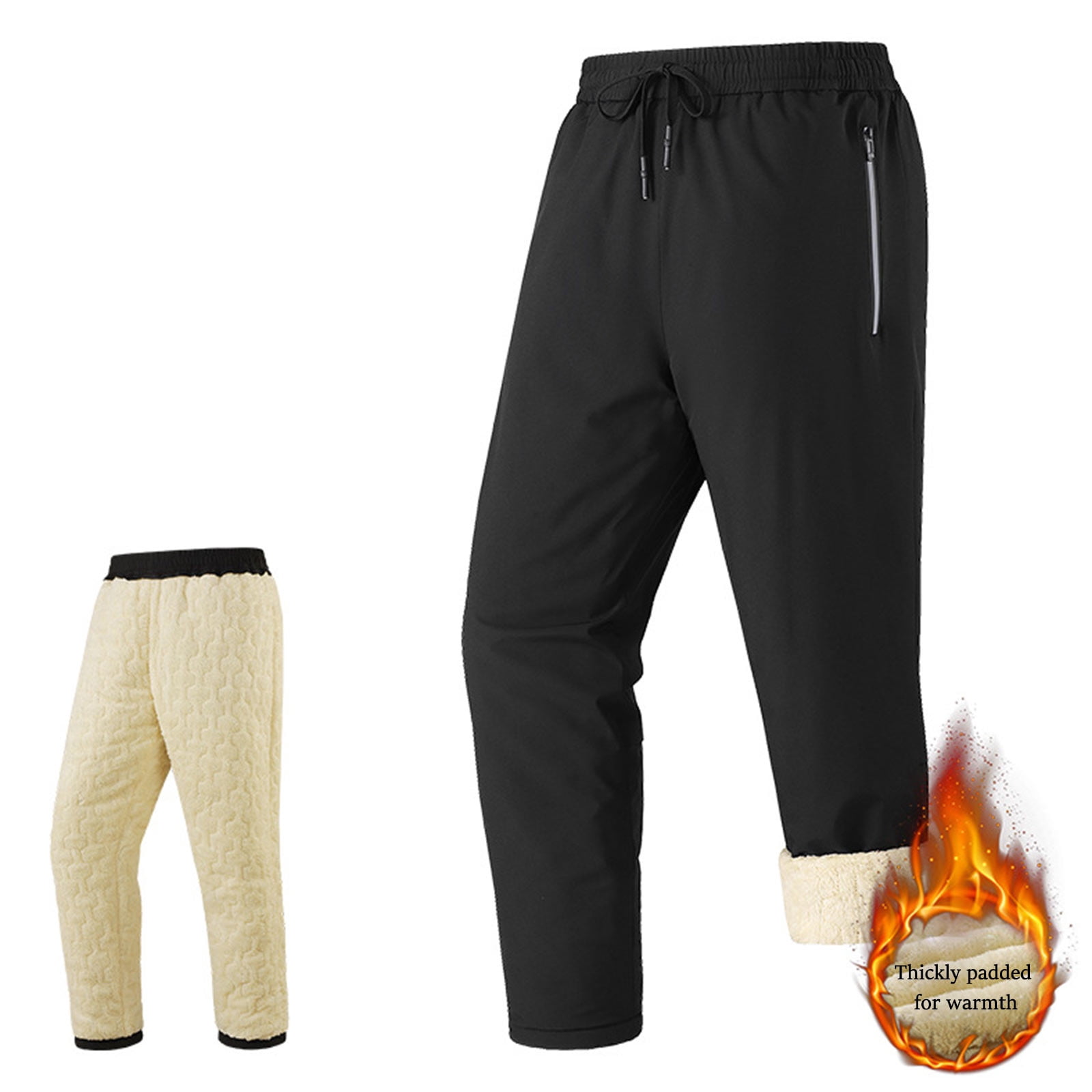 Chiccall Mens Winter Snow Pants Plus Size Thickened Thermal Fleece ...