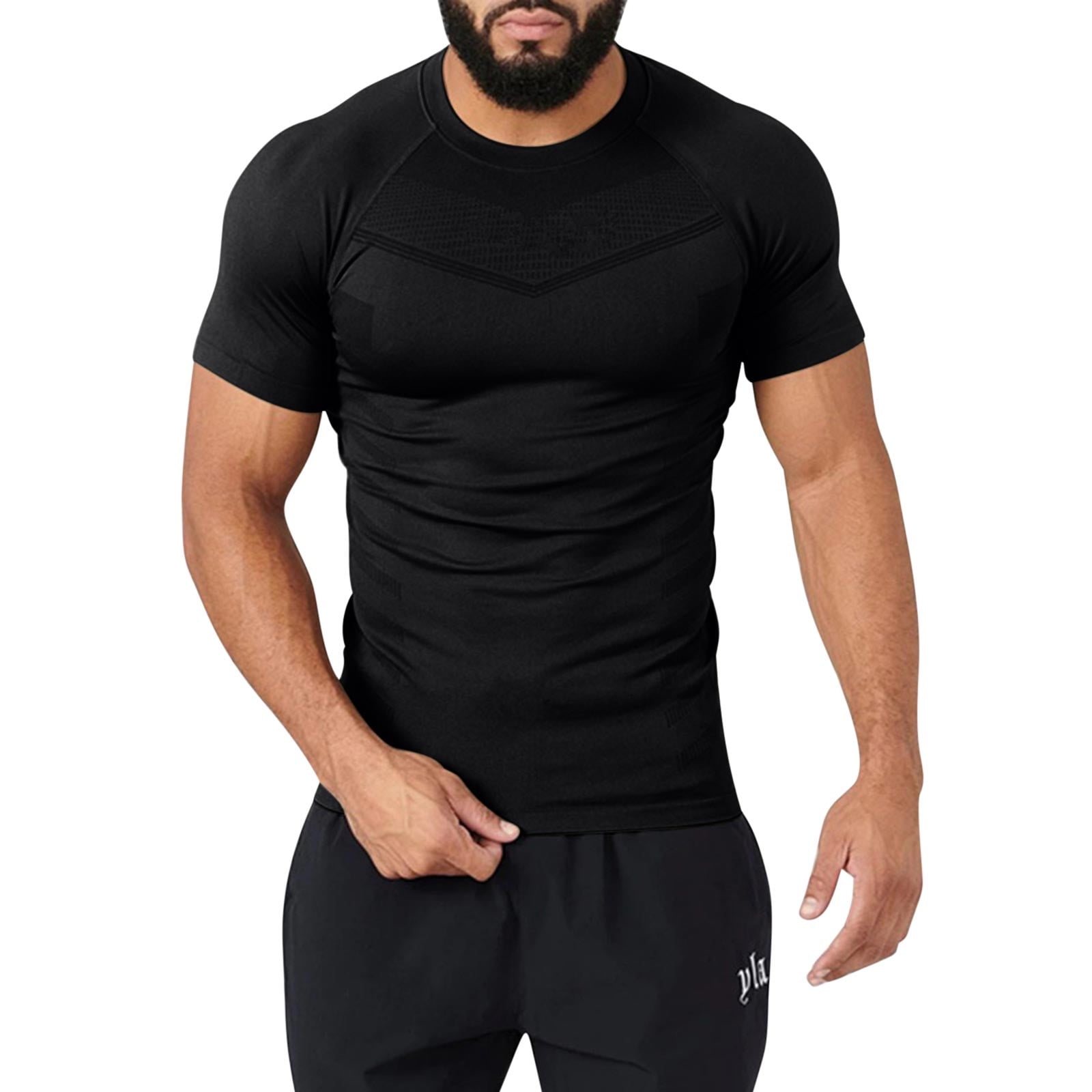 Chiccall Mens Workout T Shirts Slim Fit Solid Color Trainning Athletic ...