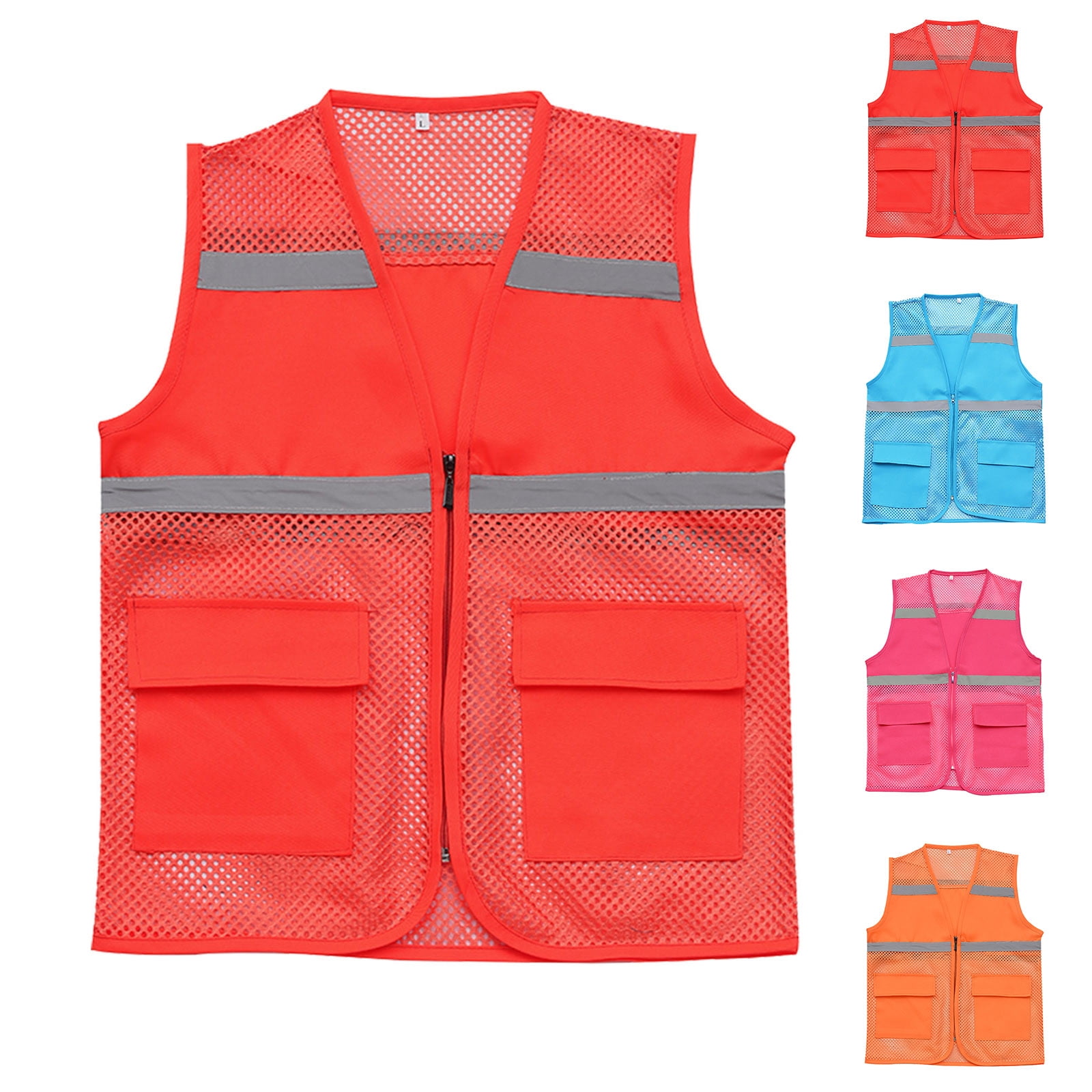 Chiccall Mesh Safety Vest Zip Up Volunteer Vest with Reflective ...