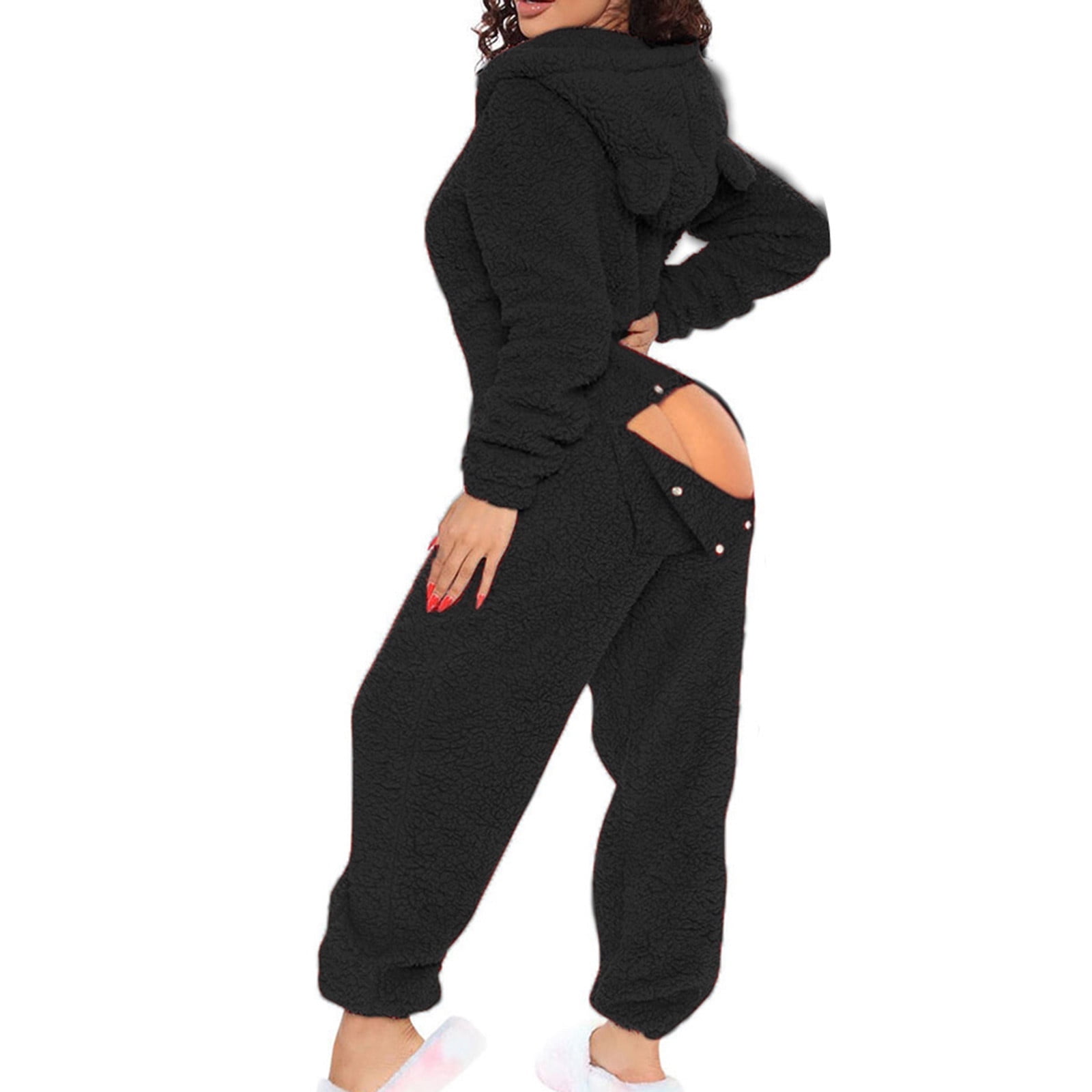 Chiccall Onesies Pajamas for Women Fuzzy Long Sleeve Bodysuit ...