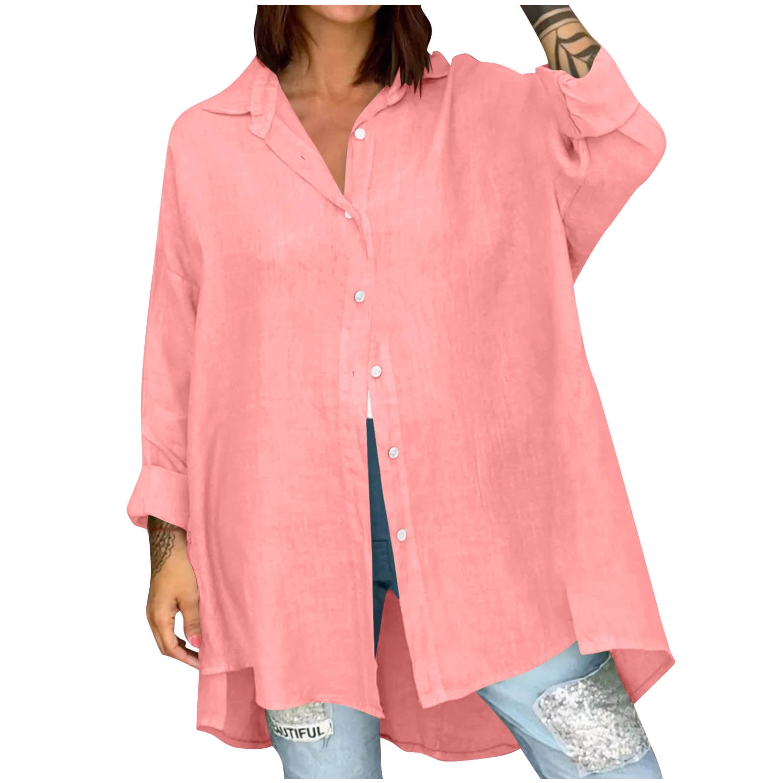 Chiccall Oversized Button Down Shirts for Women Long Sleeve Casual ...