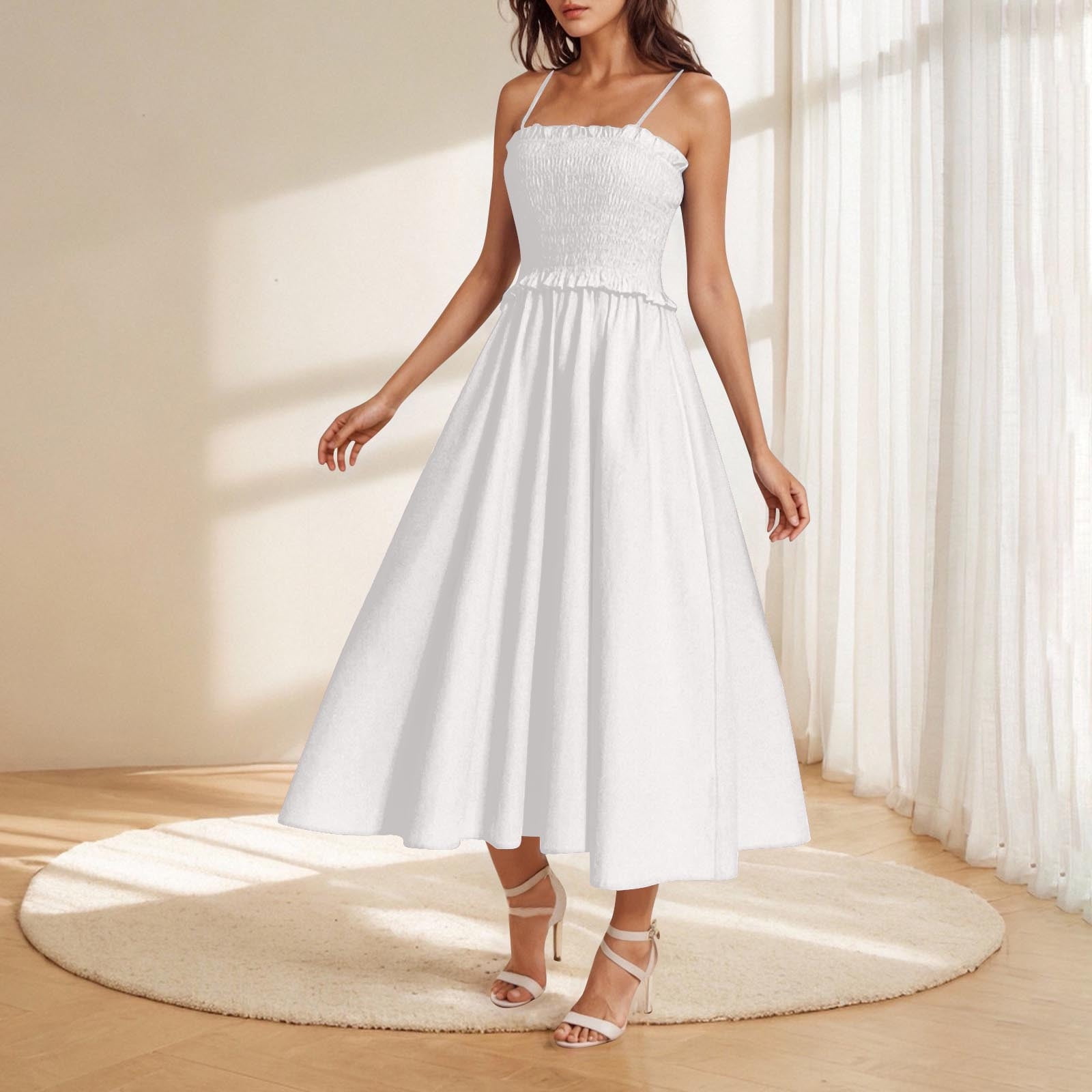 Chiccall Summer Maxi Dress Spaghetti Strap Sleeveless Square Neck ...