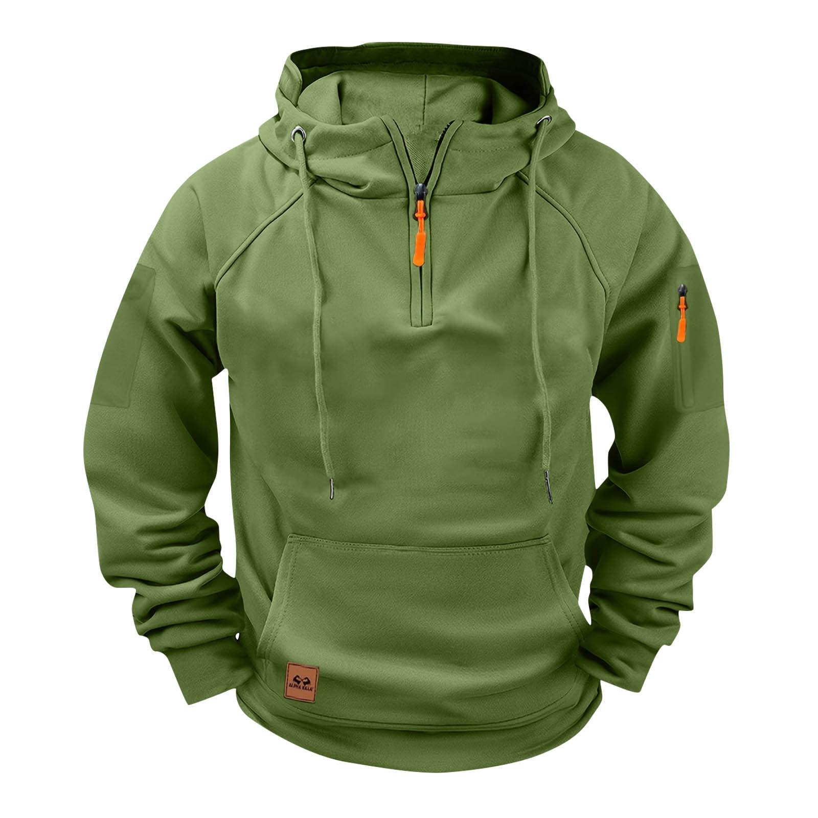 Chiccall Fleece Hoodies for Men Quarter Zip Stand Collar Drawstring ...