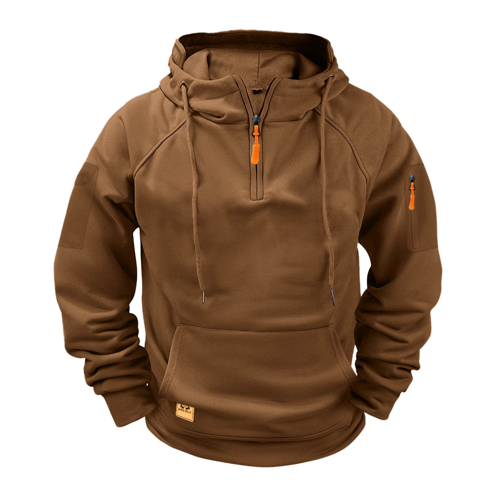 Chiccall Fleece Hoodies for Men Quarter Zip Stand Collar Drawstring ...