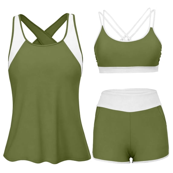 Chiccall Tankini Swimsuits for Women 3 Piece UPF 50+ Sun Protection ...