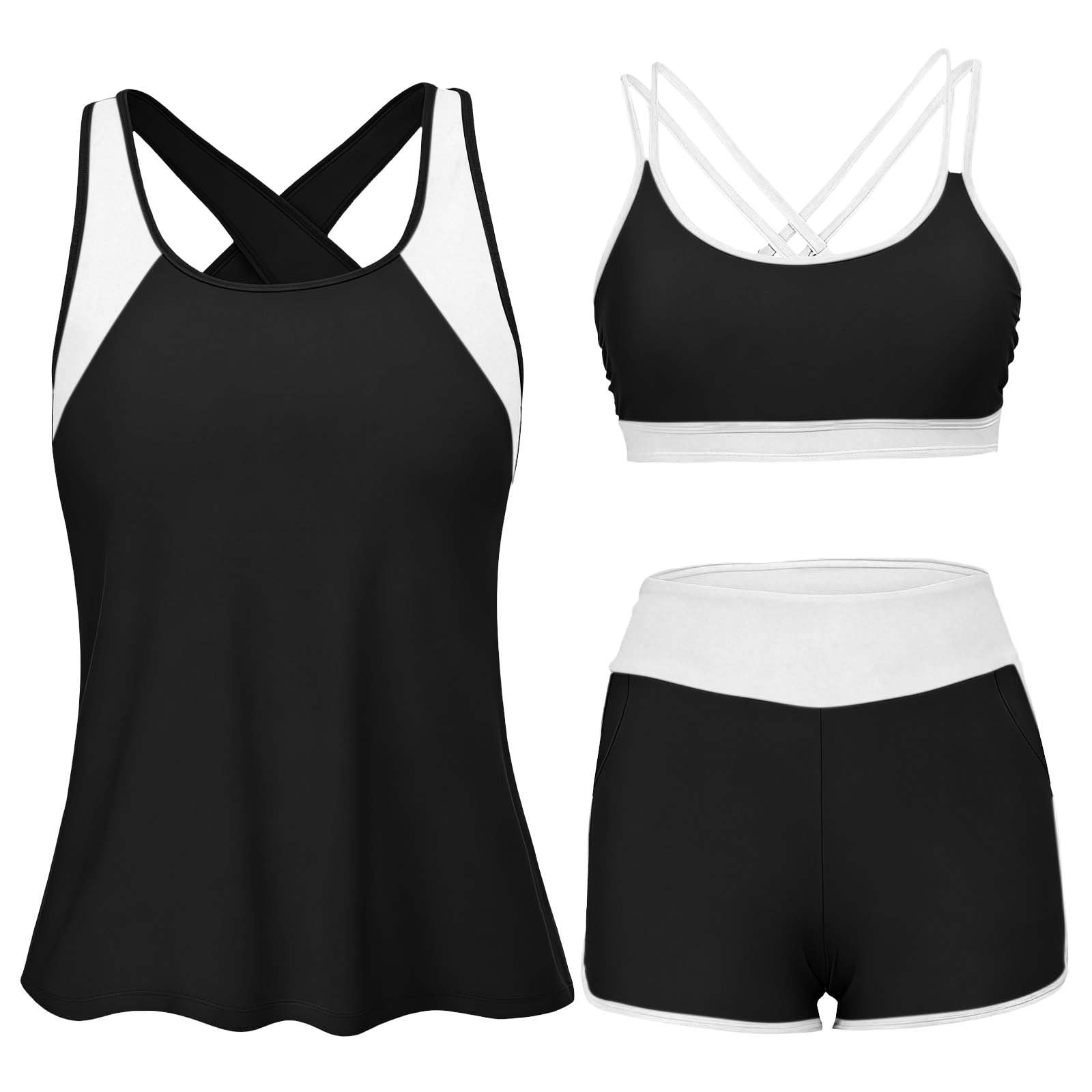 Chiccall Tankini Swimsuits for Women 3 Piece UPF 50+ Sun Protection ...