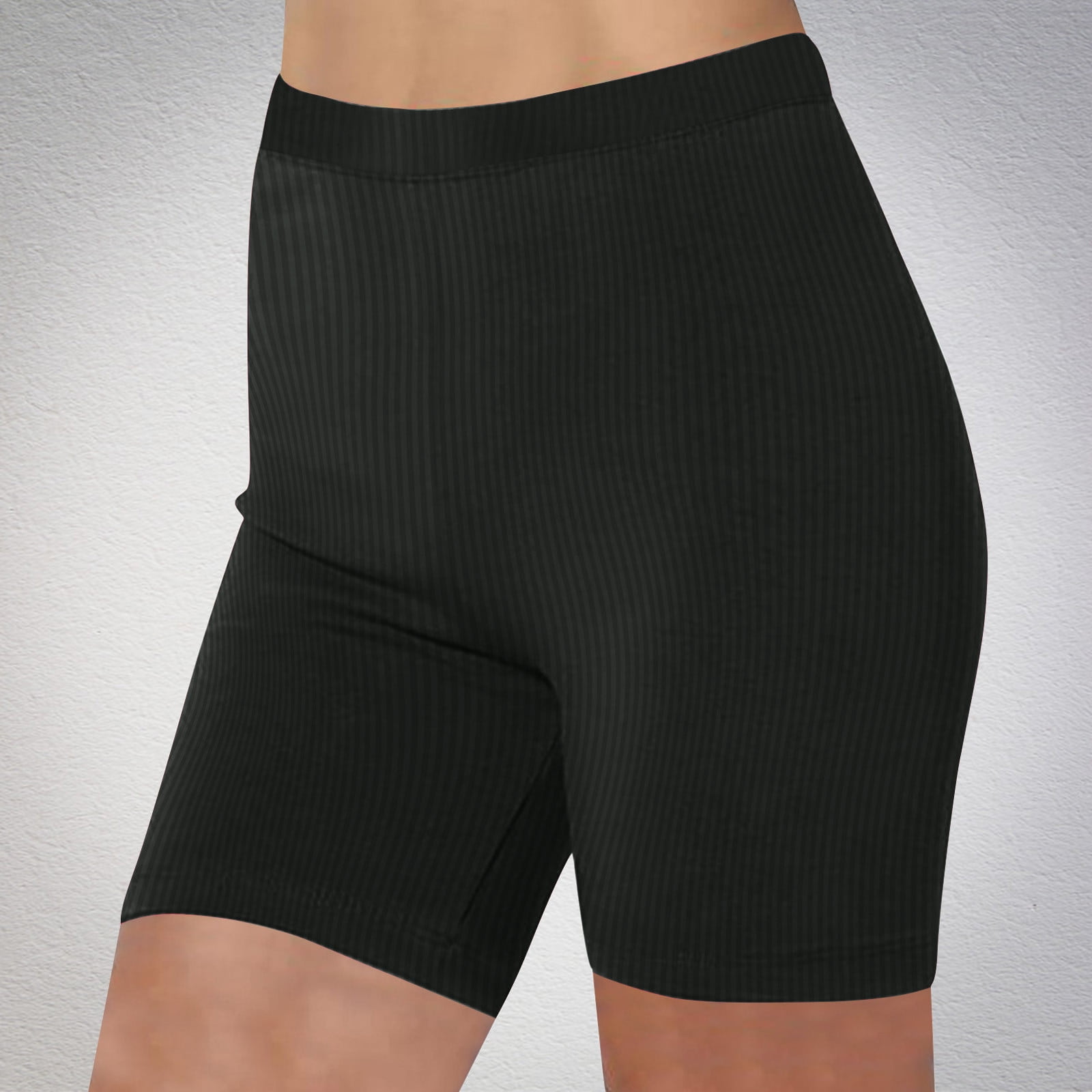 Chiccall Women's Mid-Thigh Leggings Compression Ribbed Seamless Biker ...