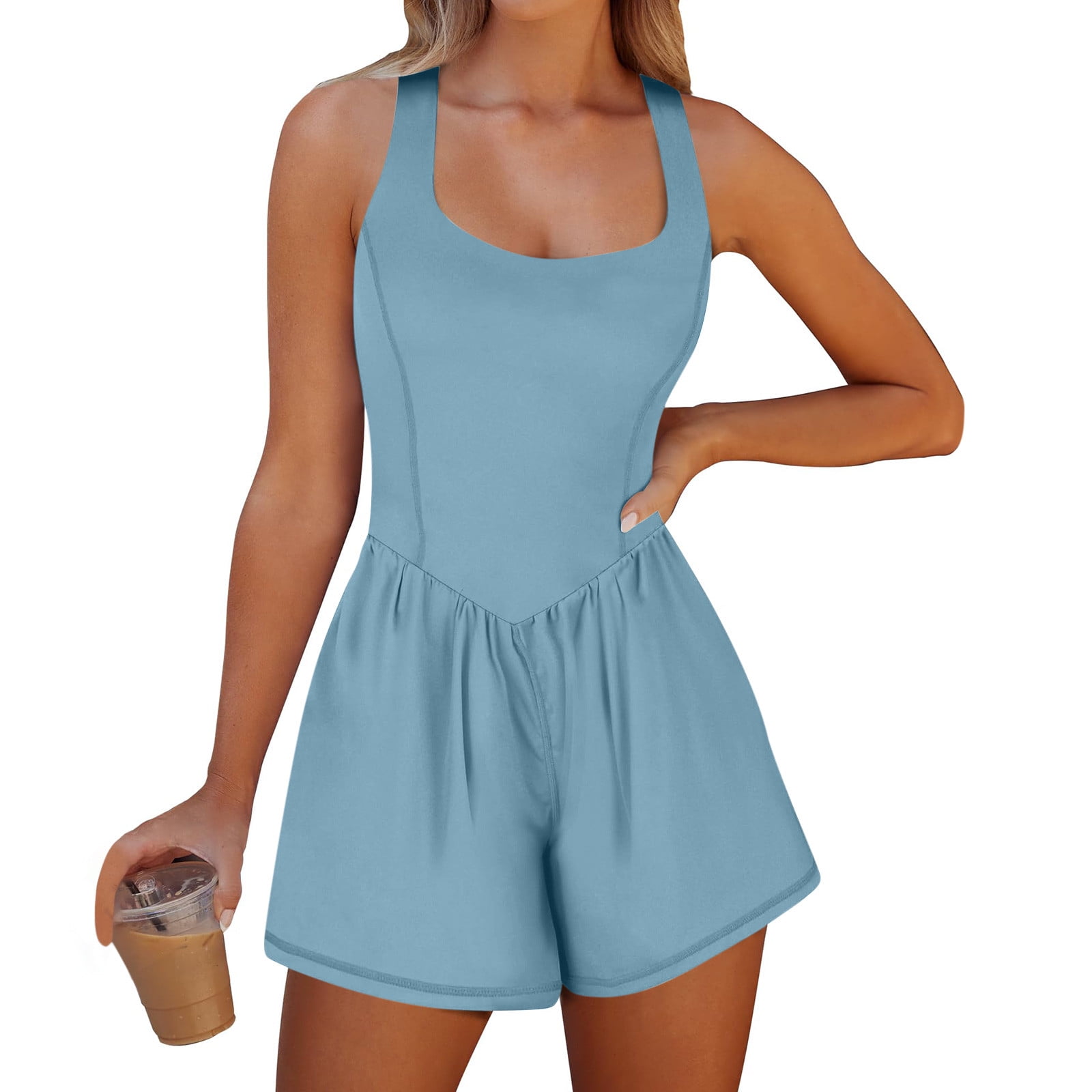 Chiccall Womens Athletic Romper Summer Workout Running Jumpsuits One ...