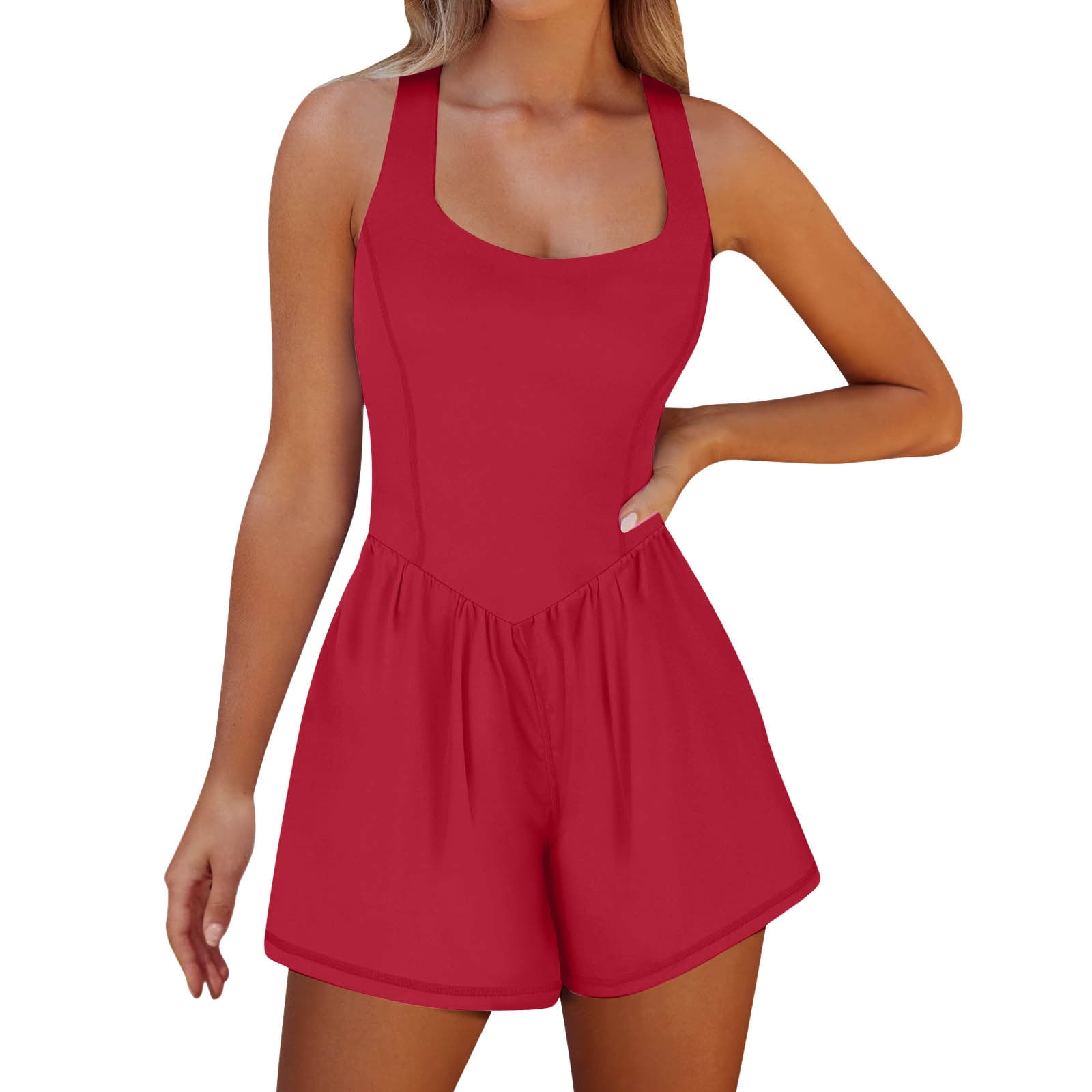 Chiccall Womens Athletic Romper Summer Workout Running Jumpsuits One ...