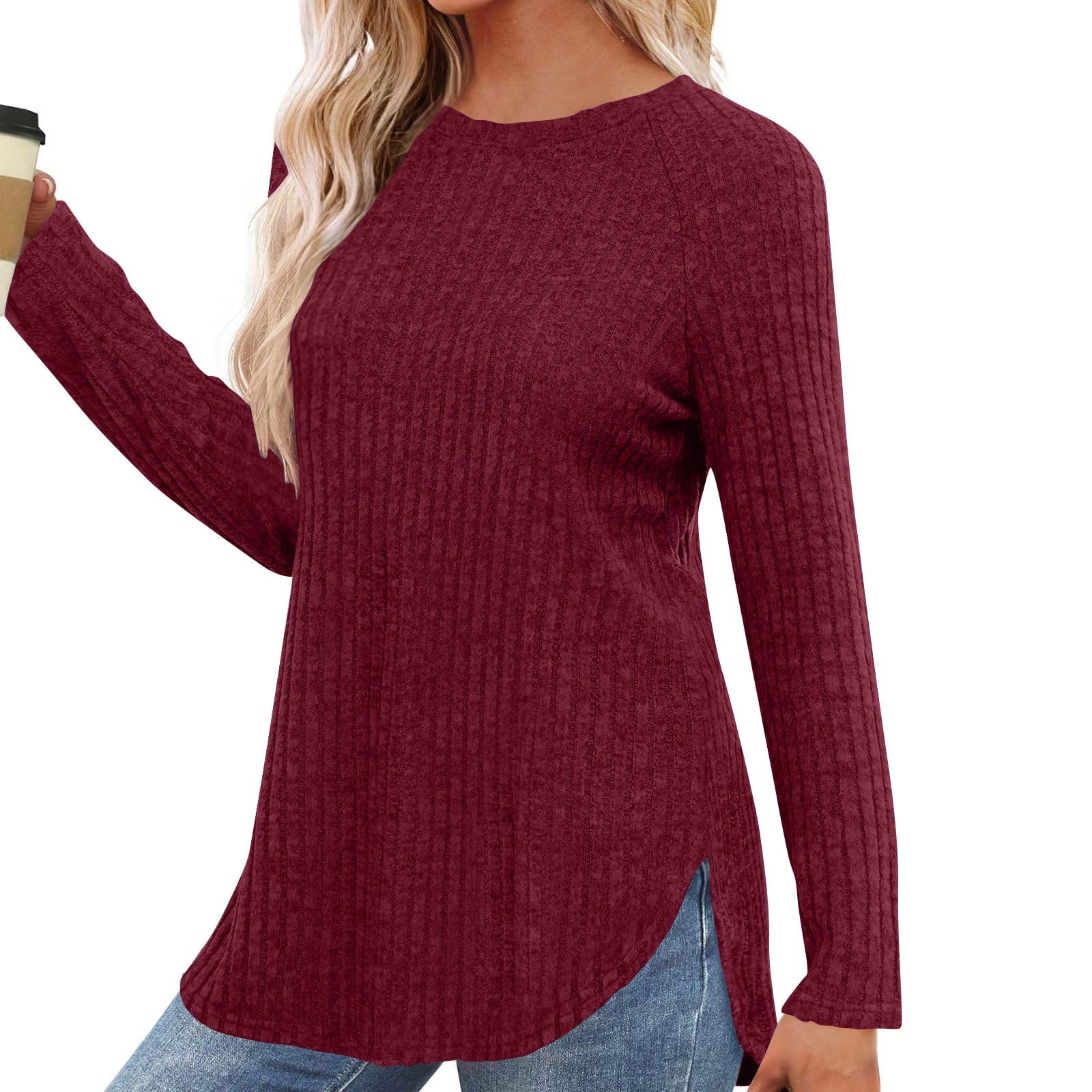 Chiccall Womens Long Sleeve Shirts Lightweight Comfy Stretch Sweaters ...