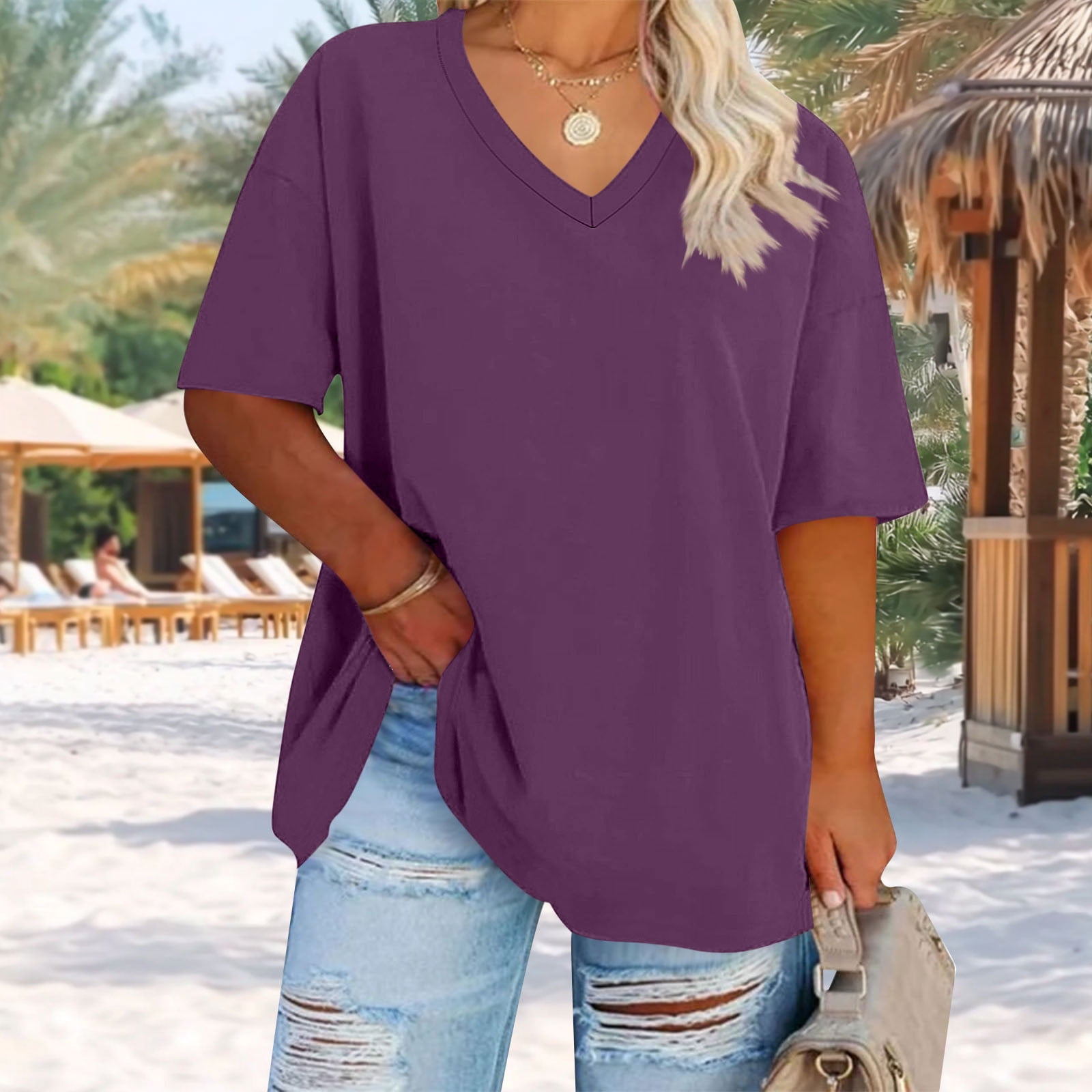 Chiccall Womens Plus Size Tops V Neck Business Casual Workout Shirts ...