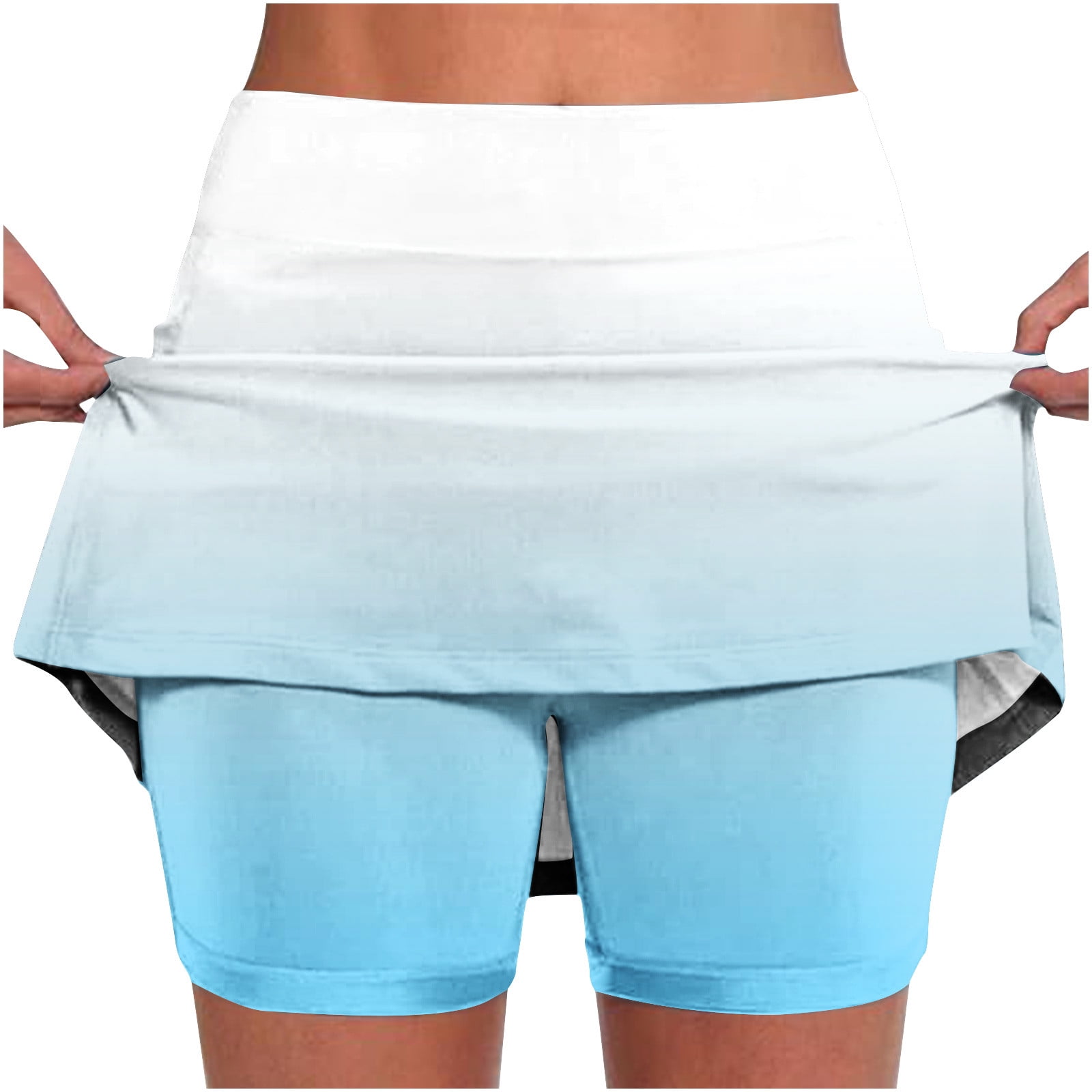 Chiccall Womens Skorts Plus Size Gradient Mid-waist Skorts for Summer ...