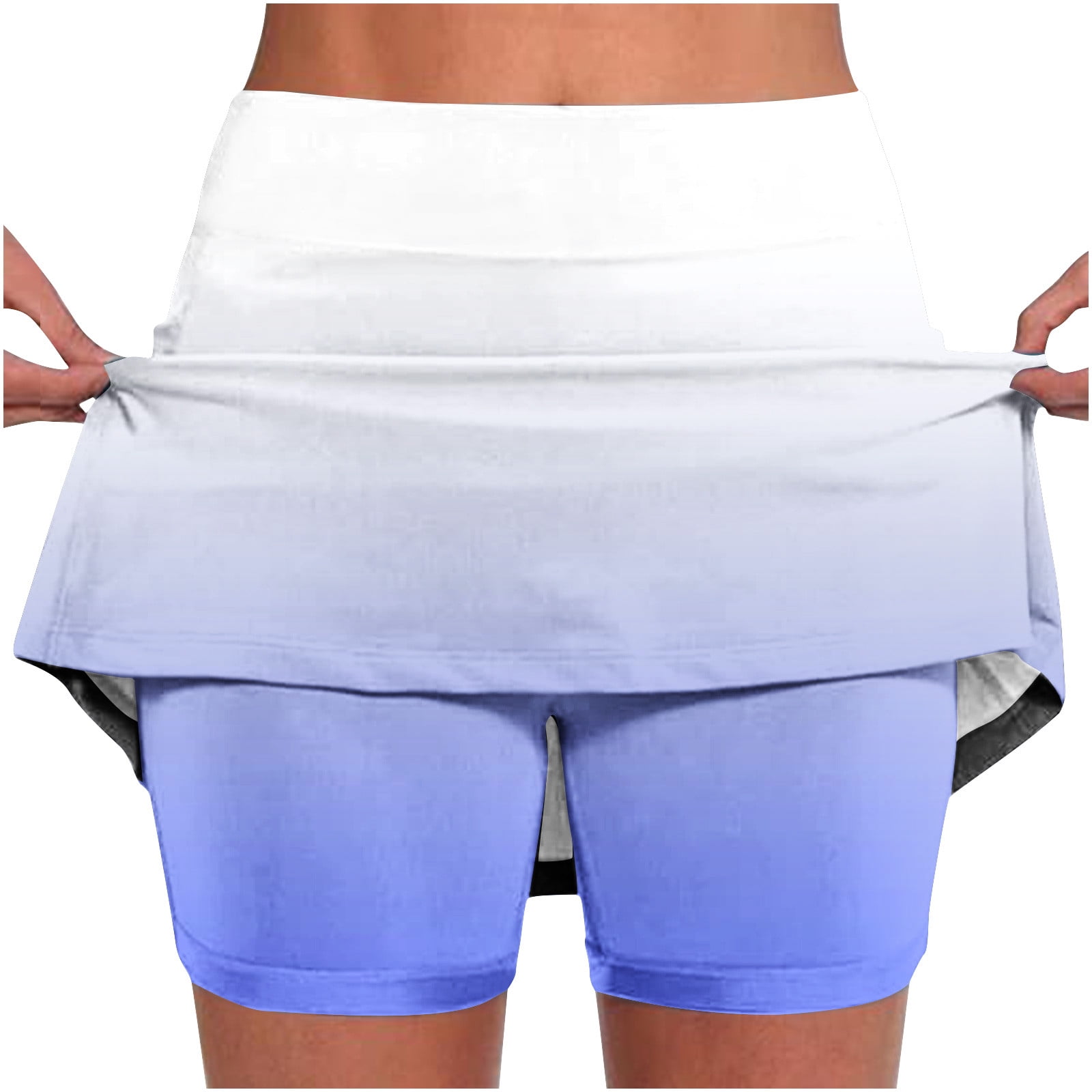 Chiccall Womens Skorts Plus Size Gradient Mid-waist Skorts for Summer ...