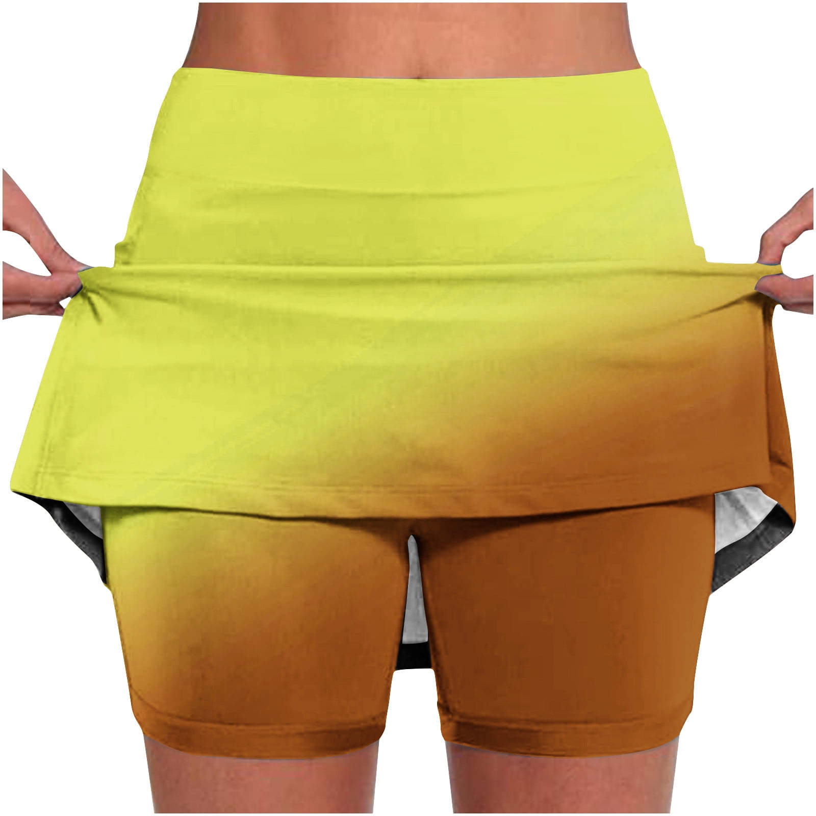 Chiccall Womens Skorts Plus Size Gradient Mid-waist Skorts for Summer ...