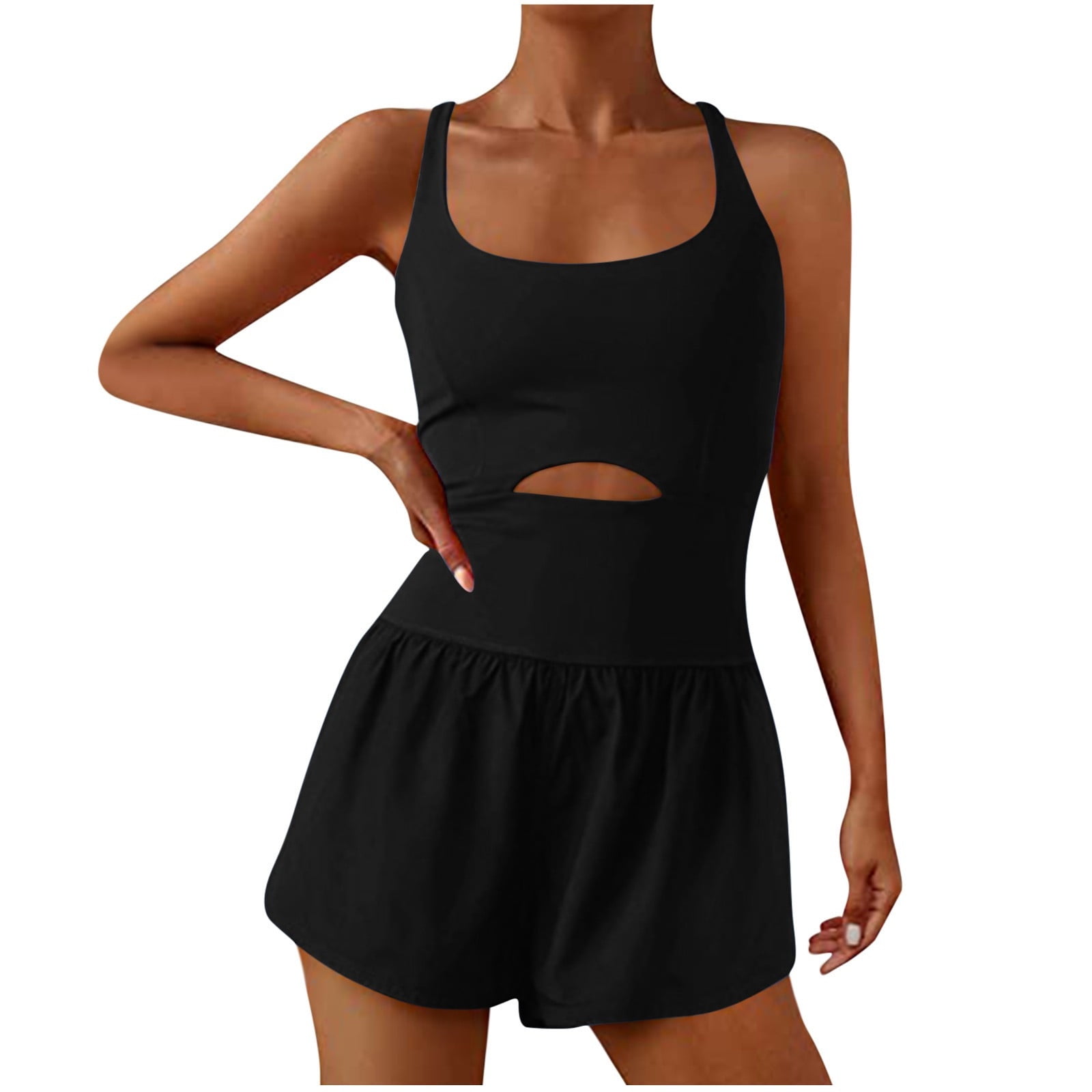 Chiccall Womens Sleeveless Athletic Running Romper Summer Workout ...