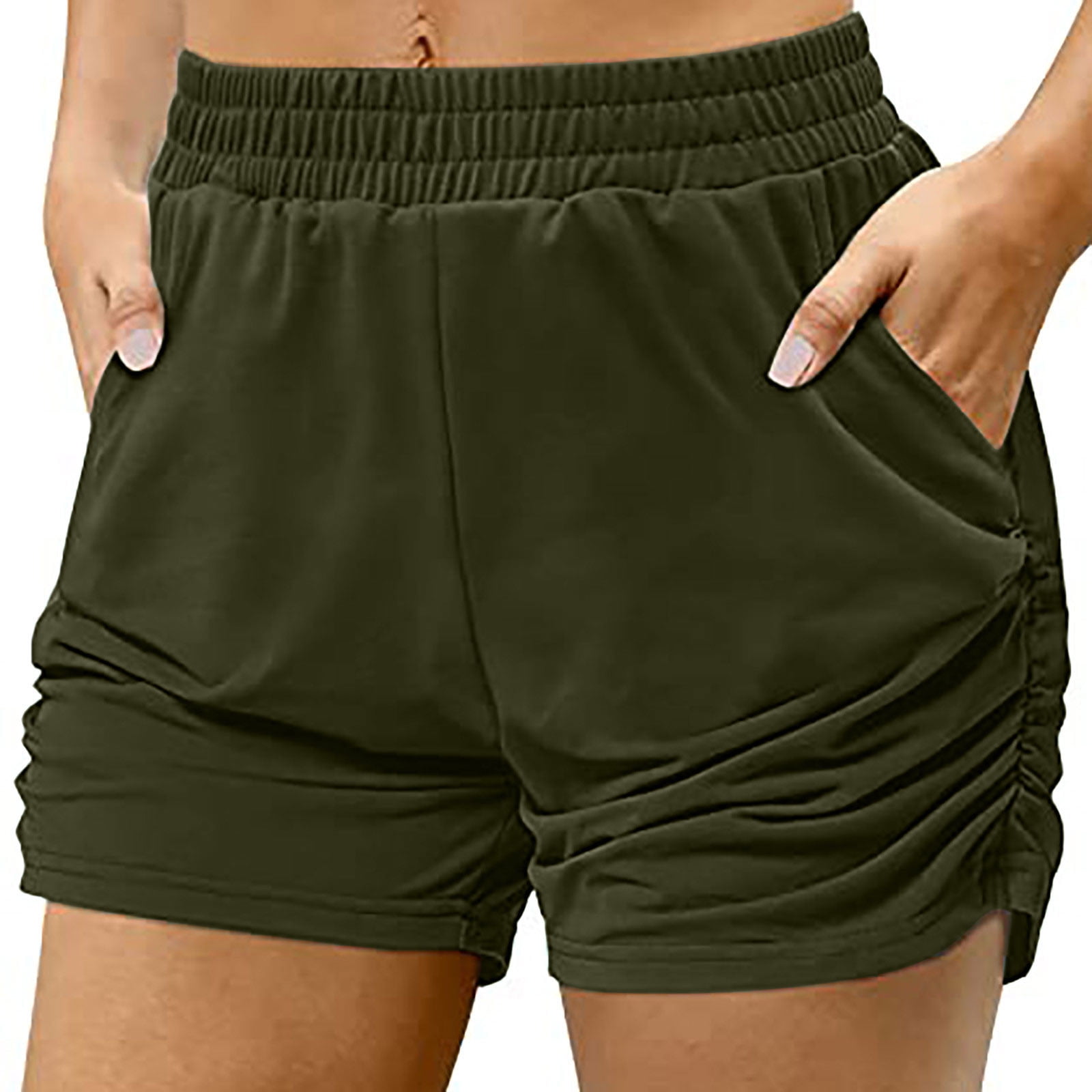 Chiccall Womens Sweat Shorts Plus Size Casual Summer Comfy Elastic ...