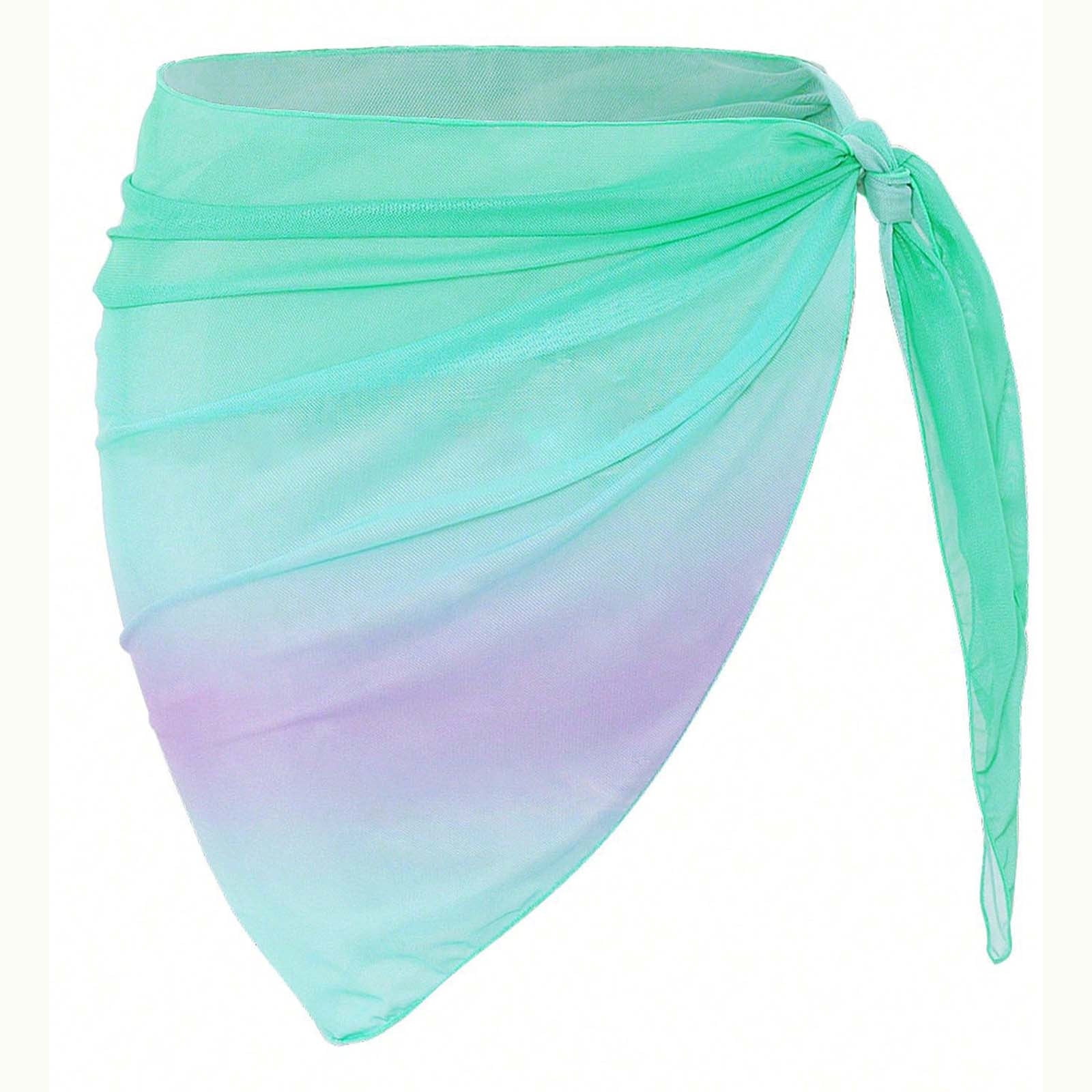 Chiccall Womens Swimsuits Skirt Solid Bright Colors Sheer Mesh Tie Side ...
