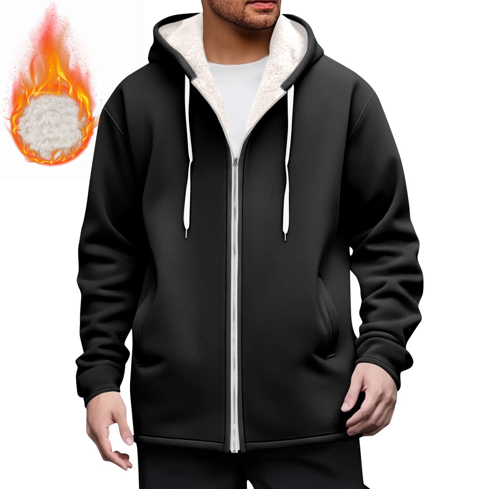 Chiccall Zip up Hoodies for Men Winter Fleece Lined Sweatshirt Thick ...