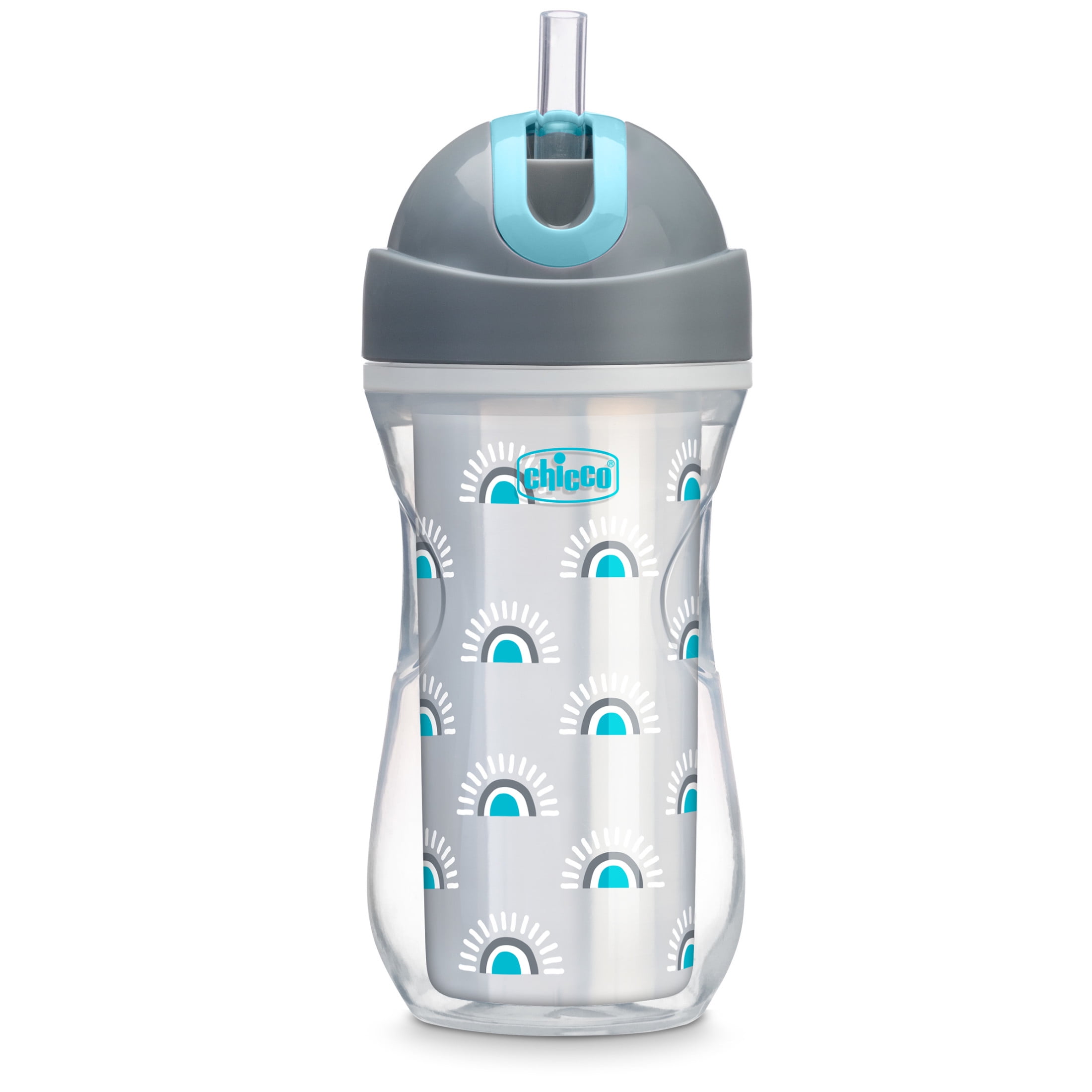 Chicco Insulated Flip-Top Straw Cup 9oz, Silver Blue Sunburst, Spill ...