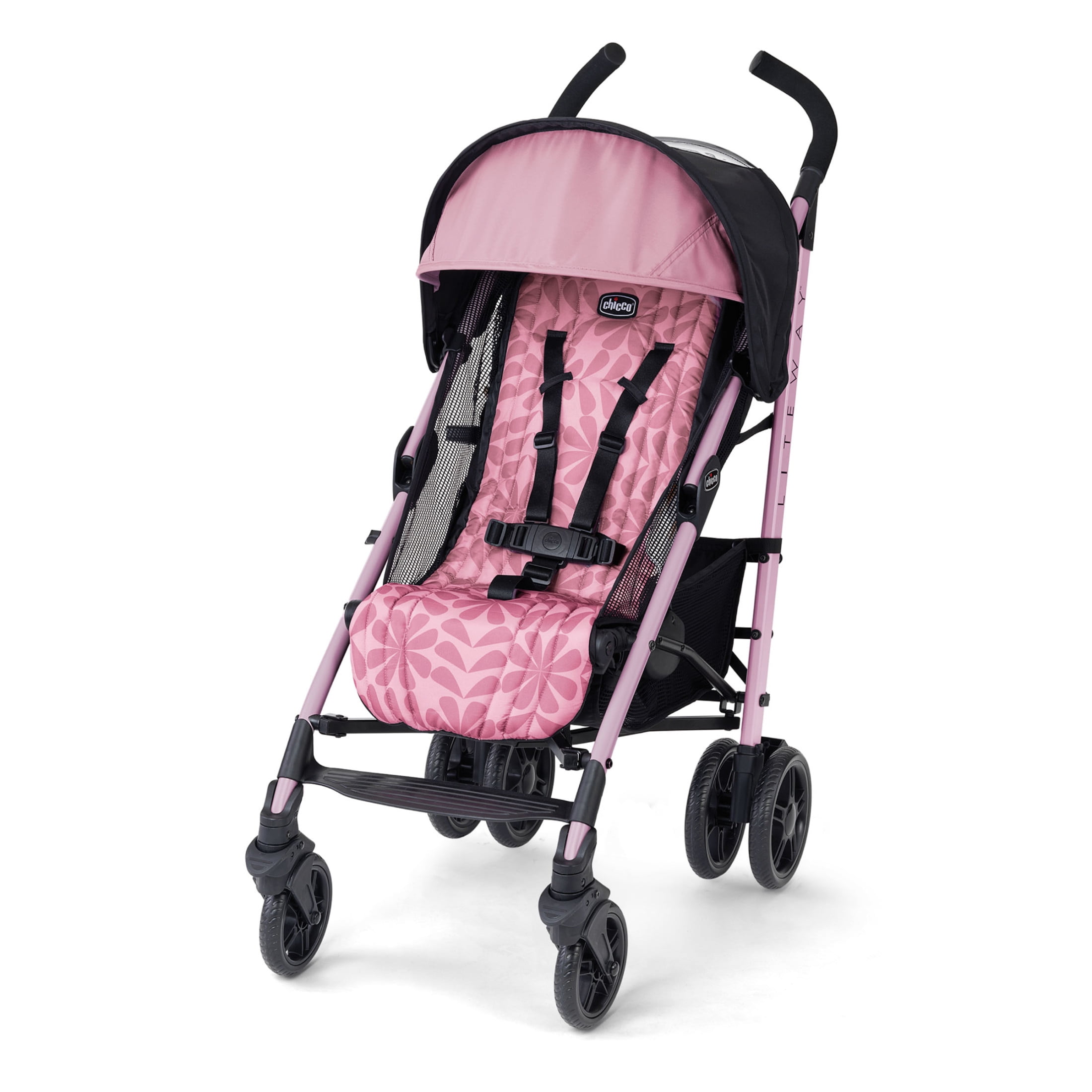 Chicco Liteway Lightweight Stroller, Petal Pink, 4-Position Backrest ...