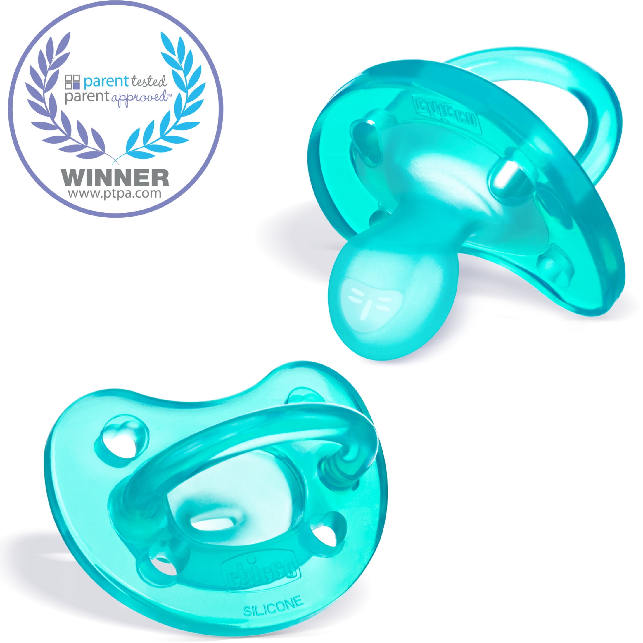 Chicco PhysioForma® One-Piece Silicone Pacifier, 16-24m, 2pk – Teal ...
