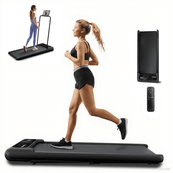 Foldable Under Desk Walking Pad Treadmill with Handle Bar, 0.6–6.2 MPH ...