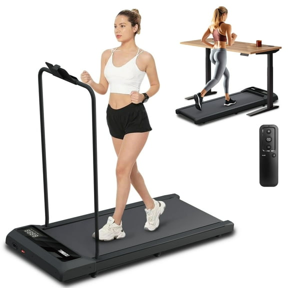 Demifill 2.5HP Under Desk Walking Pad Treadmill - Brown, Wood Design ...