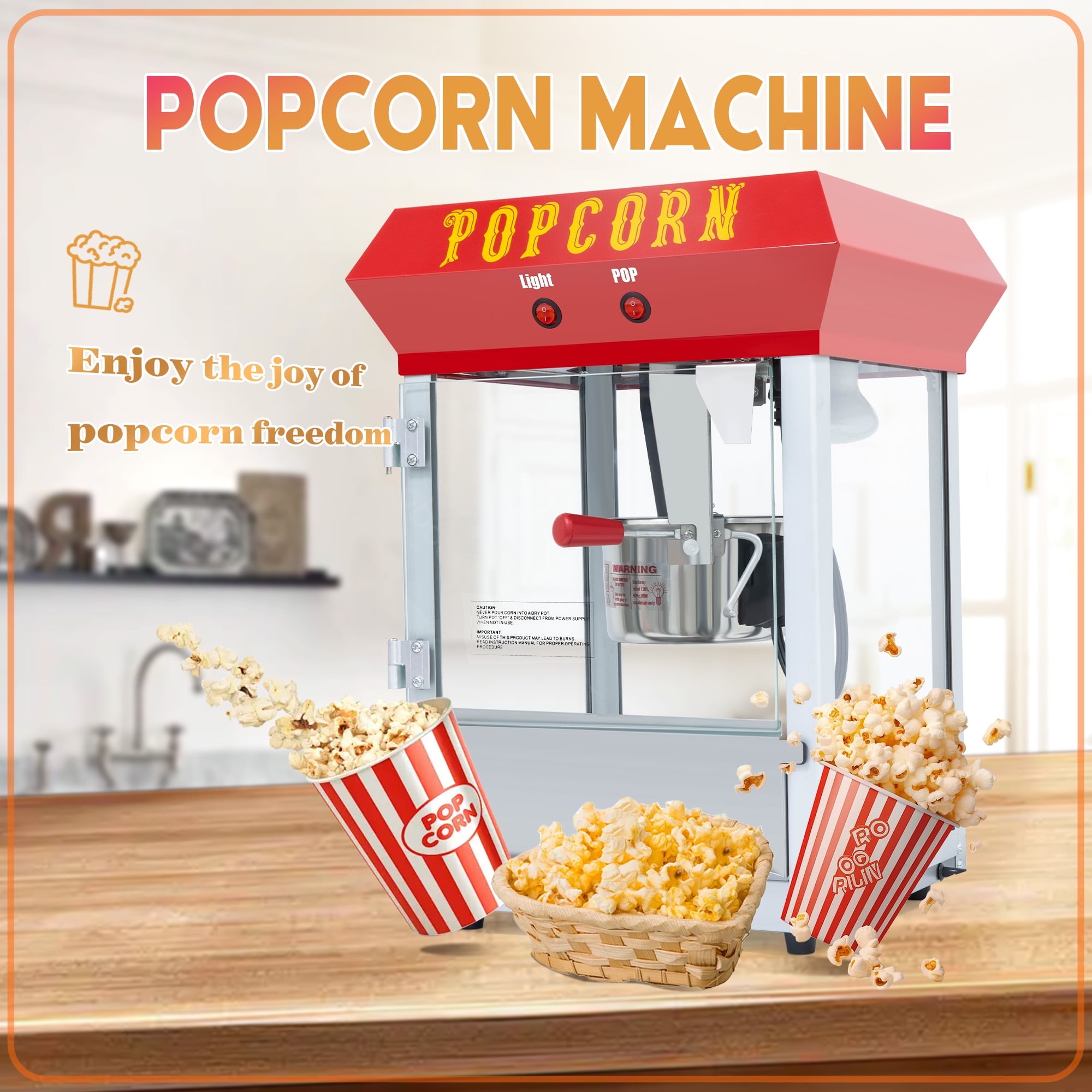 Chicdaze 6oz Tabletop Popcorn Machine, Vintage Movie Theater Style ...