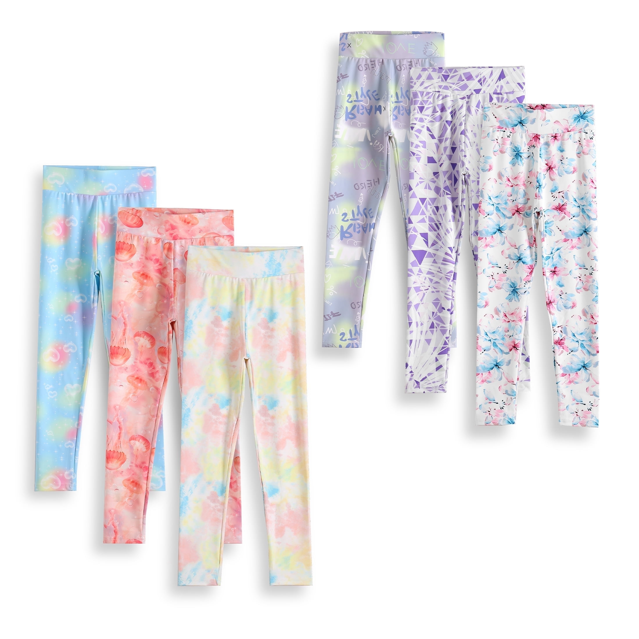 Chicduo Girls Printed Leggings Casual Yoga Leggings for Kids, 6 Pieces ...