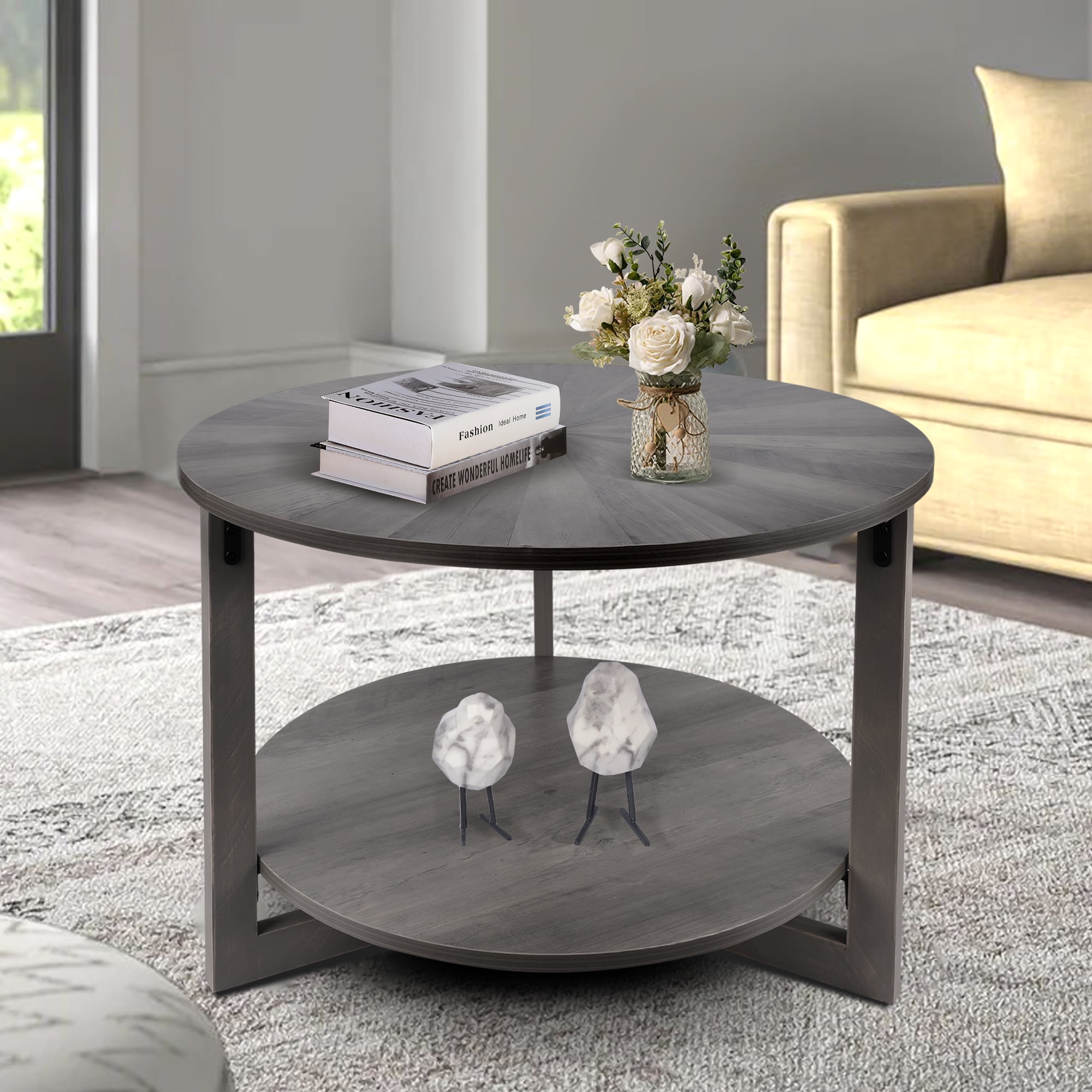 Chicgrowth Small Gary Round Table Coffee Tables with Storage Coffee ...