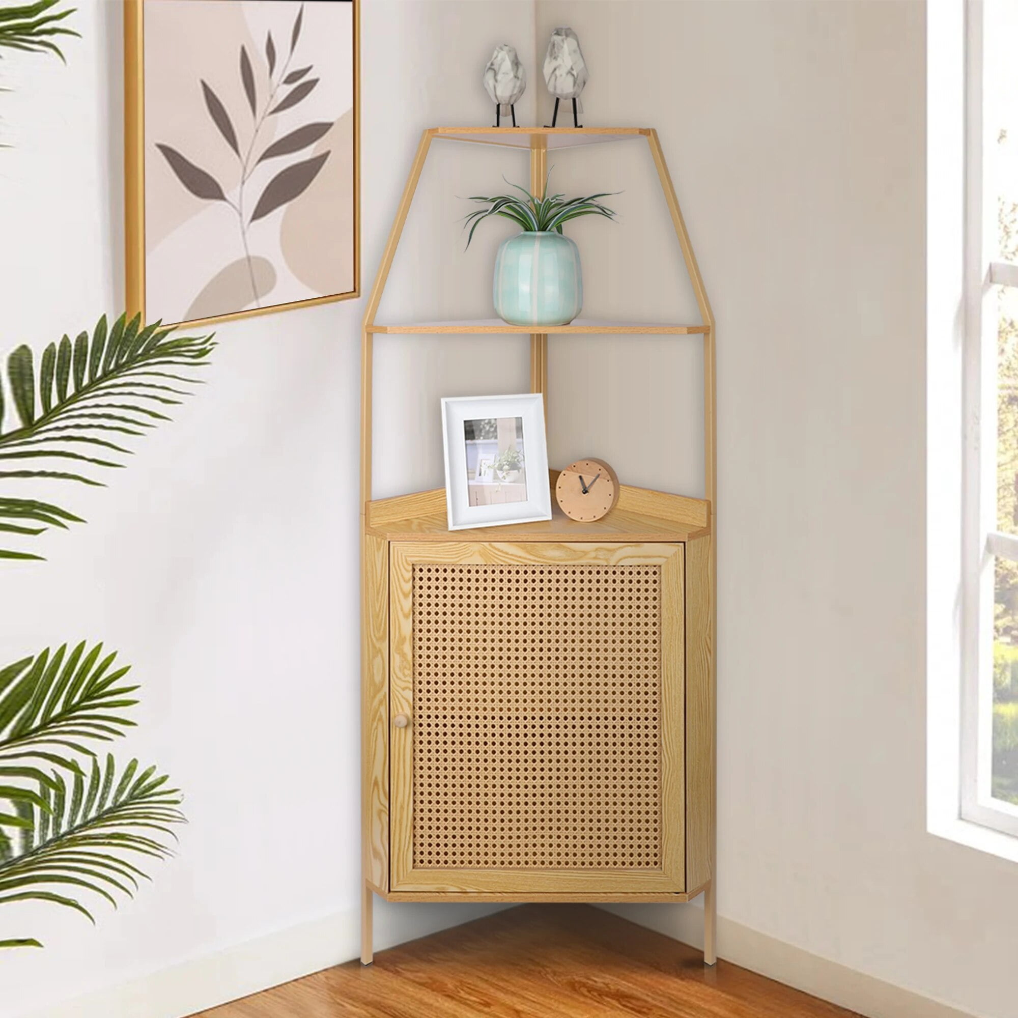 Chicgrowth Tall Corner Cabinet with Doors, Display Cabinet Corner Shelf ...