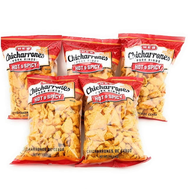 Chicharrones Pork Rinds Hot And Spicy Flavor Pack Of 5 Keto Snacks